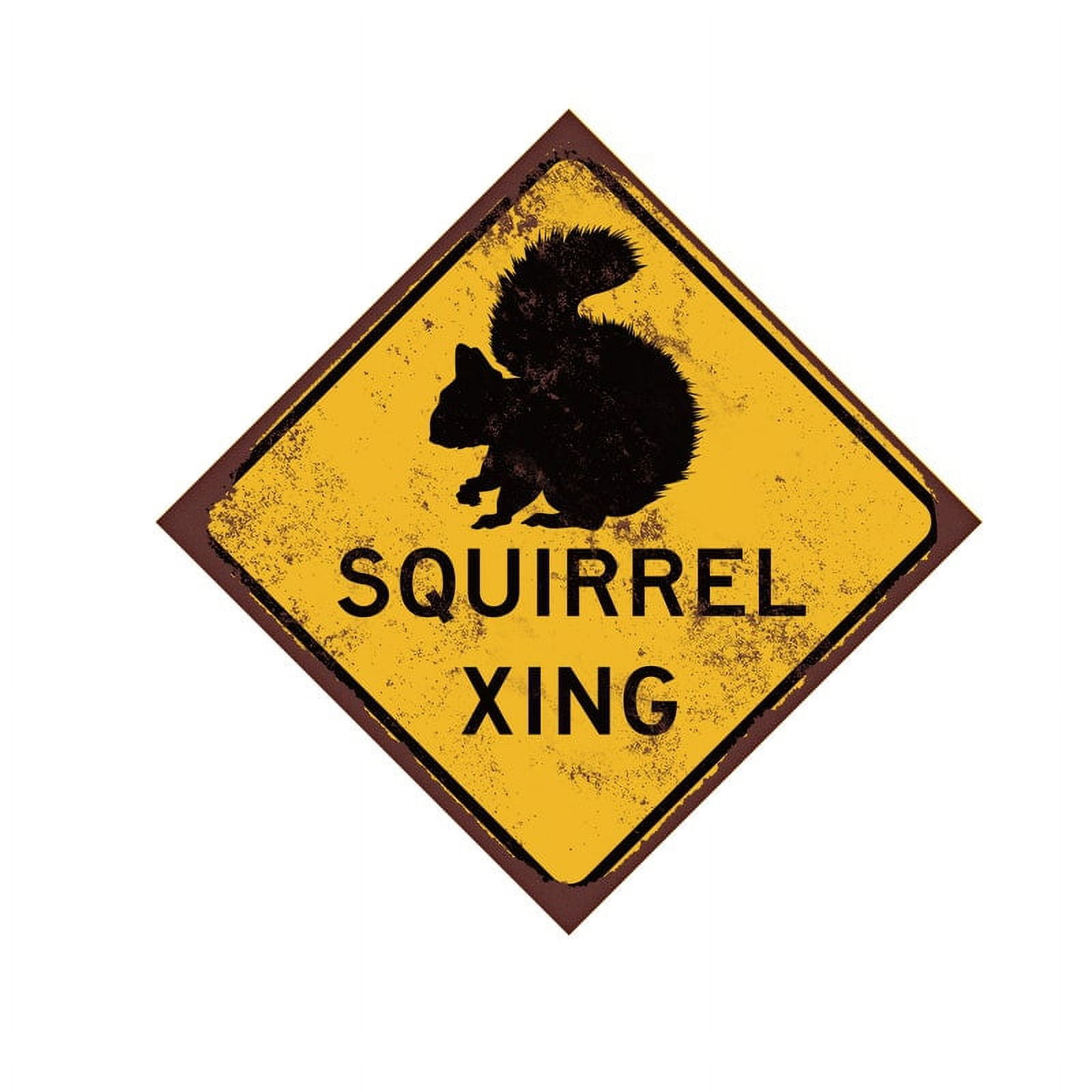Squirrel Crossing Caution Sign - Funny Backyard Squirrel Sign ...