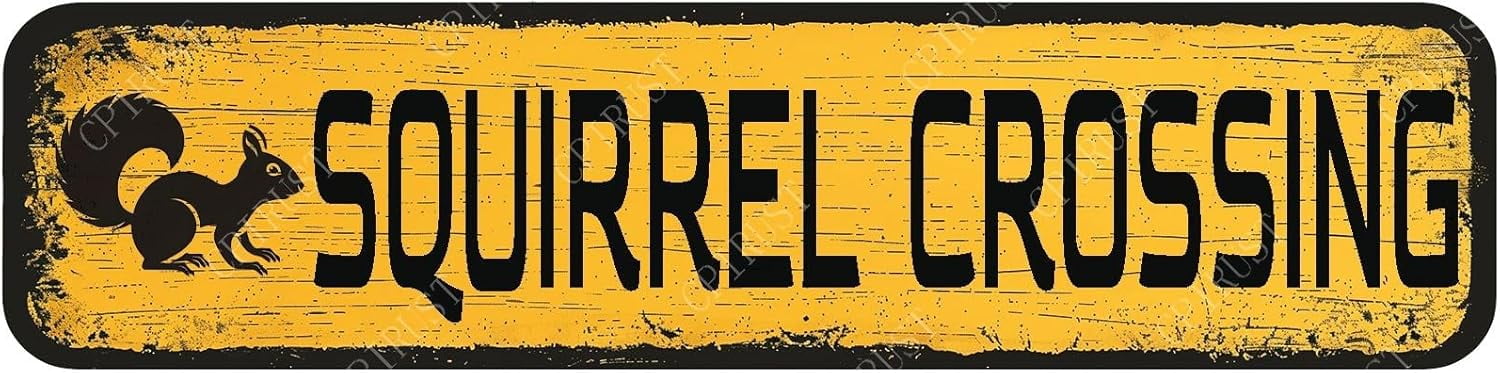 Squirrel Crossing Vintage Metal Signs Funny Tin Sign for Home Yard ...