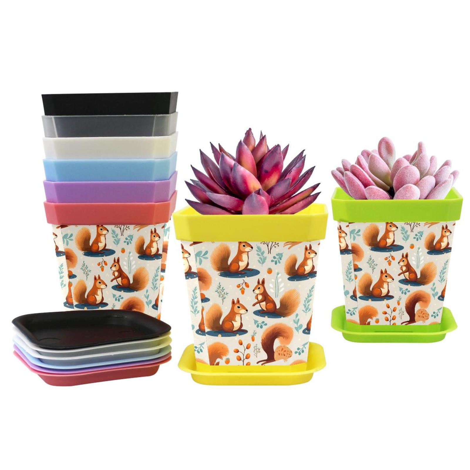 Squirrel Cute Plant Pots - 2.75x3.14x1.96 in Square Planters with ...