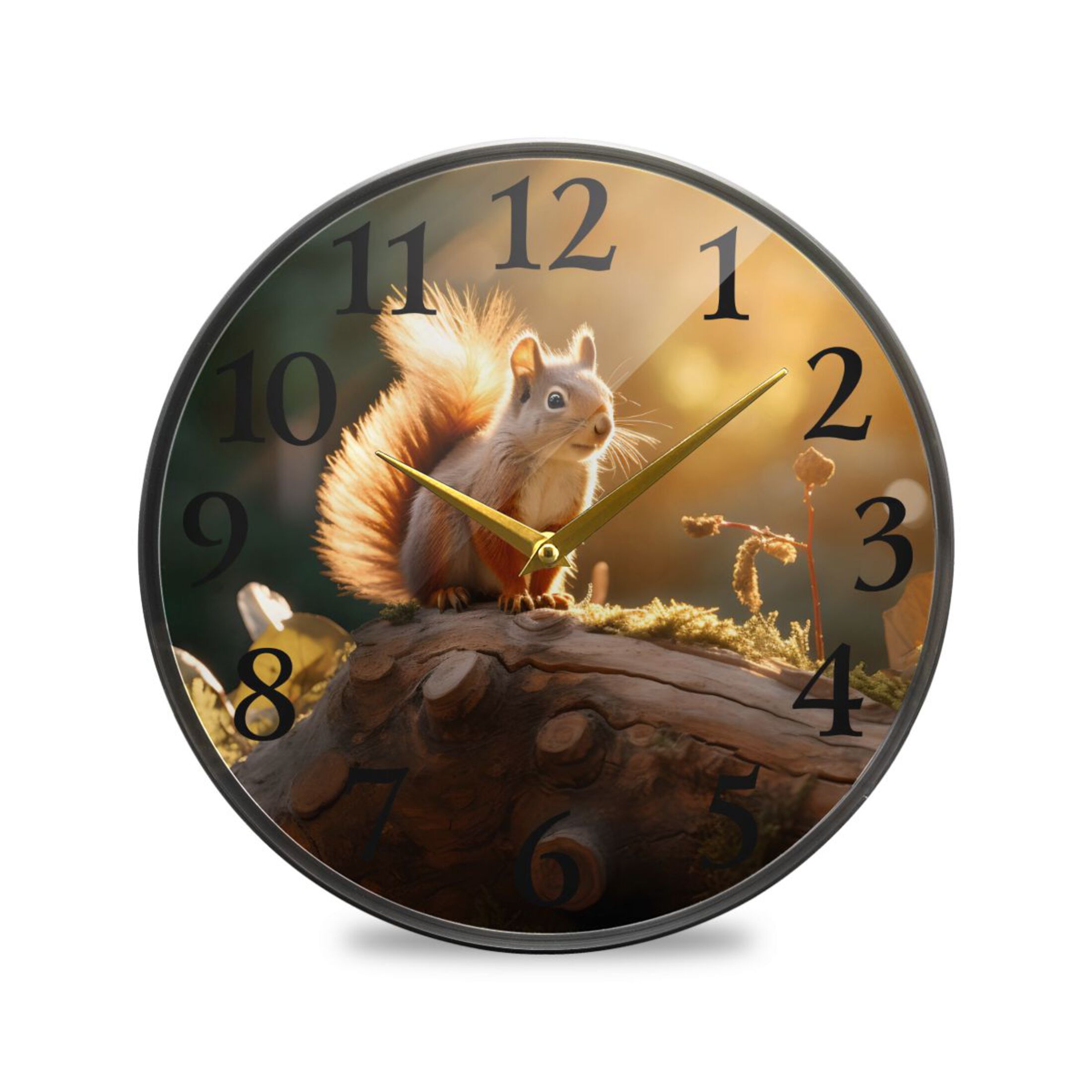 Squirrel Cute Wall Clocks Battery Operated 11.9 Inch Round Clock ...