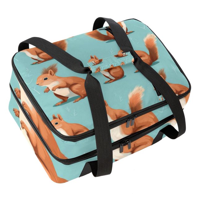 Squirrel Double Layered Insulated Lunch Bag with Two Compartments for ...