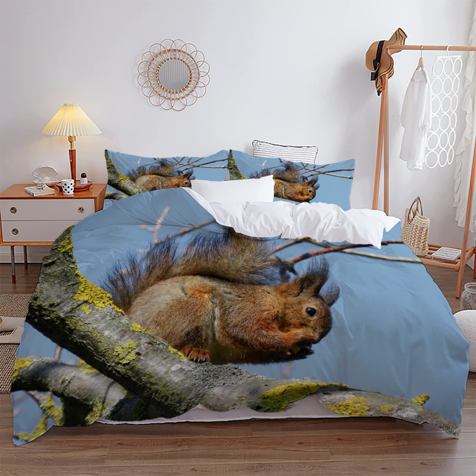 Squirrel Duvet Cover King Size Kids Boys Lovely Animal Bedding Set Cute ...