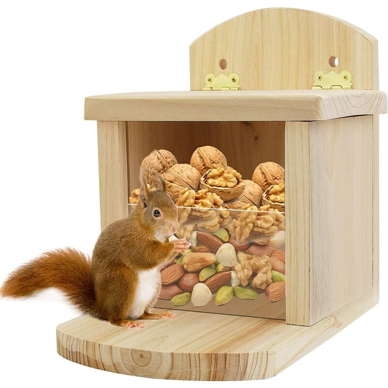 Squirrel Feeder, Wooden Food Dispenser Squirrel Feeder, Nature ...
