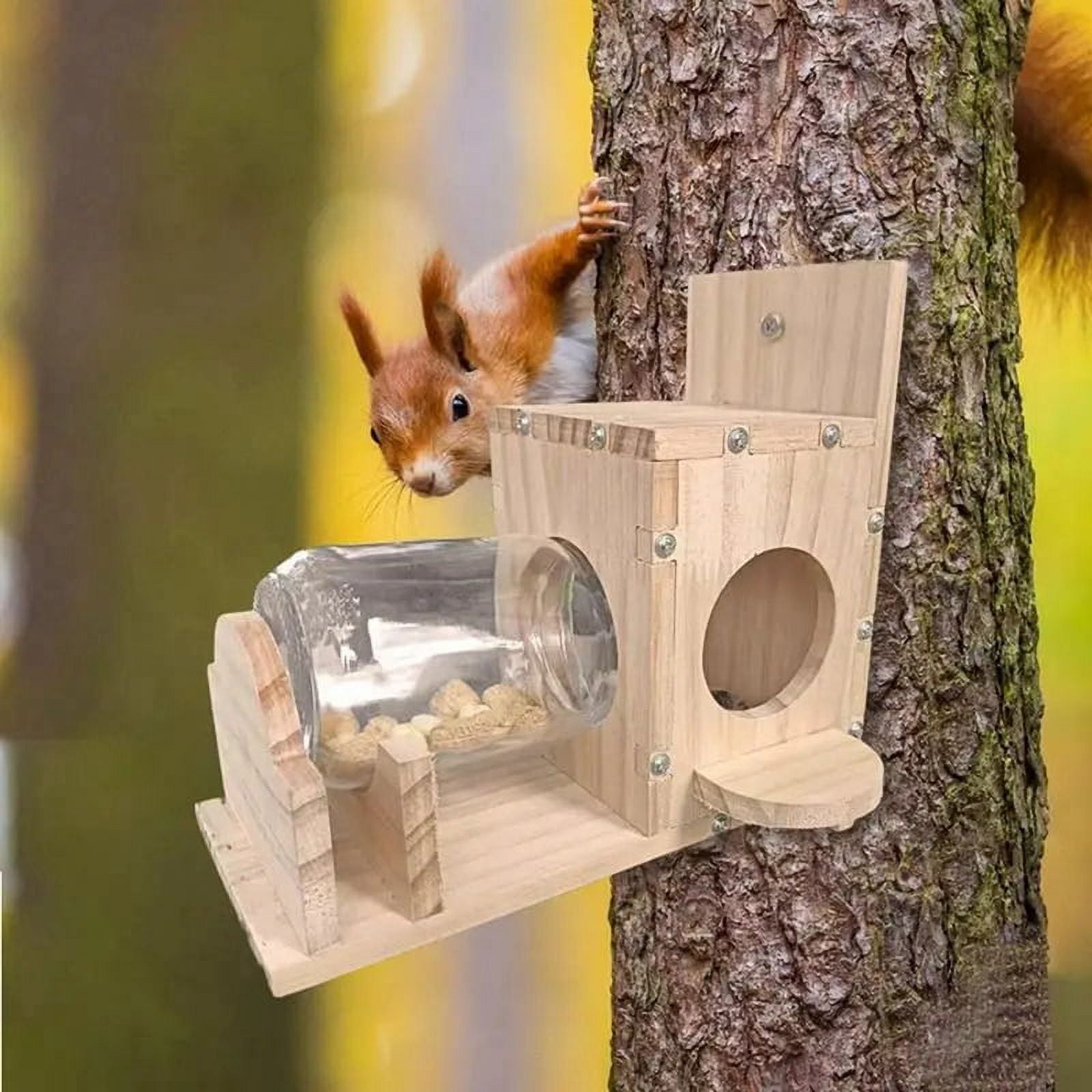 Squirrel Feeding Box Food Container Wooden Squirrel Pet Food Storage ...