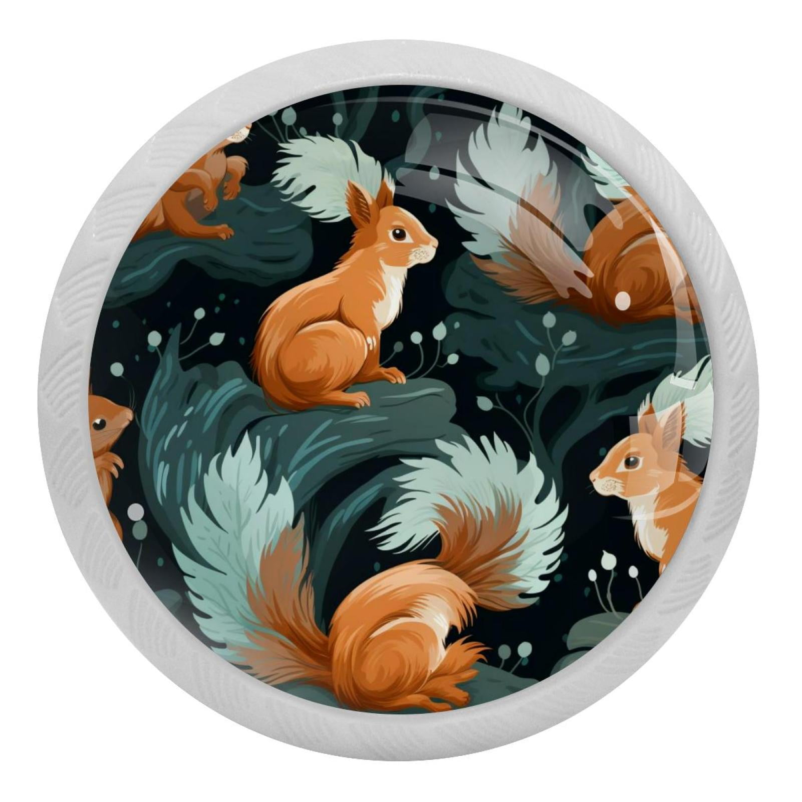 Squirrel Fluorescent Glow-in-the-Dark Dresser Pulls with Screws - Round ...