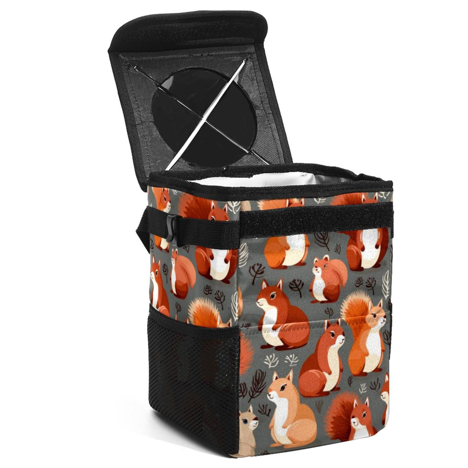 Squirrel Foldable Car Garbage Can with Lid, Leak-proof, Hanging Storage Bag - Trash Can for Car ...