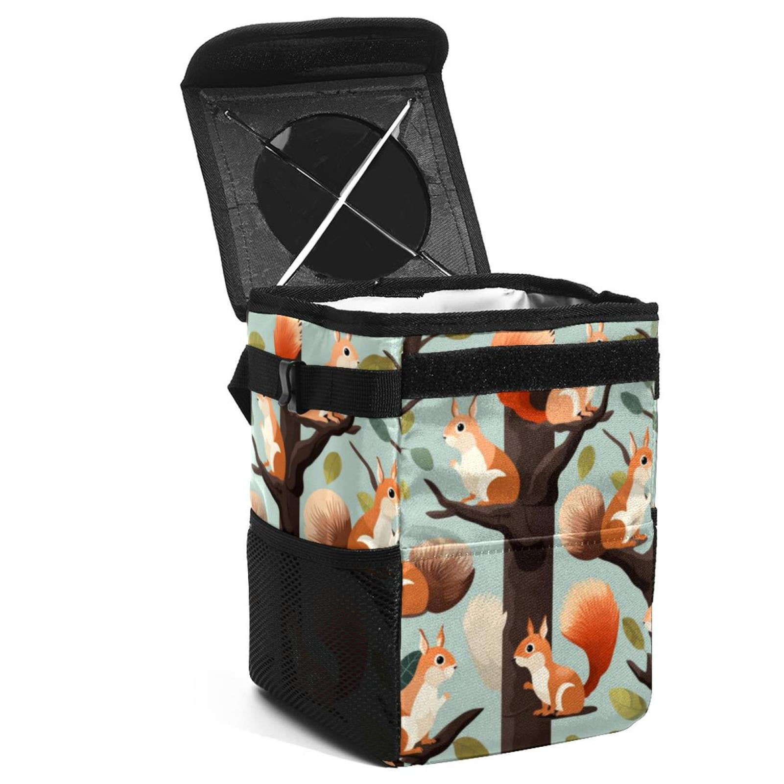 Squirrel Foldable Car Trash Can with Lid, Leak-proof, Hanging Storage Bag - Car Trash Bin, Car ...