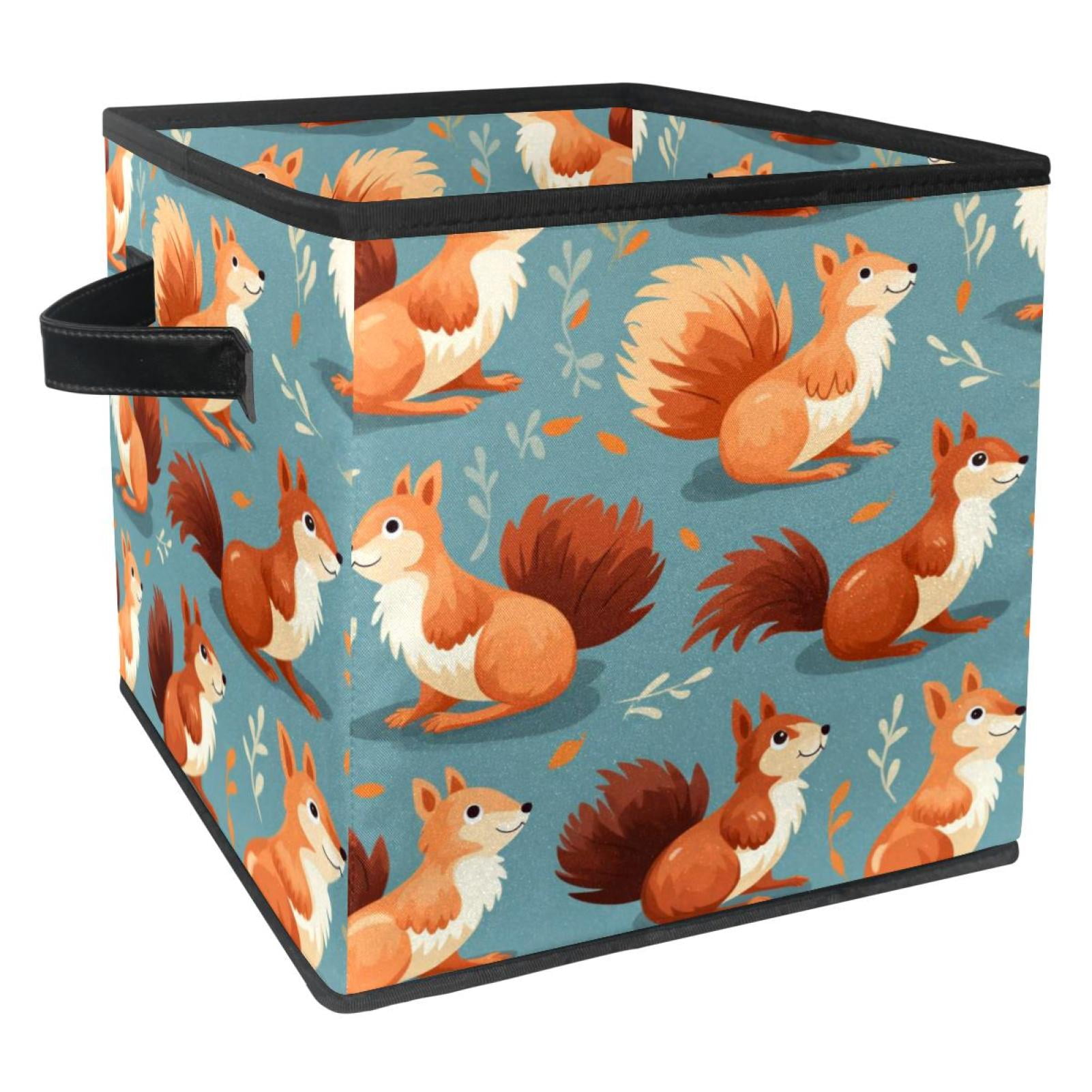Squirrel Foldable Storage Basket Cube Organizer with Handle, 10.8"x10.5 ...