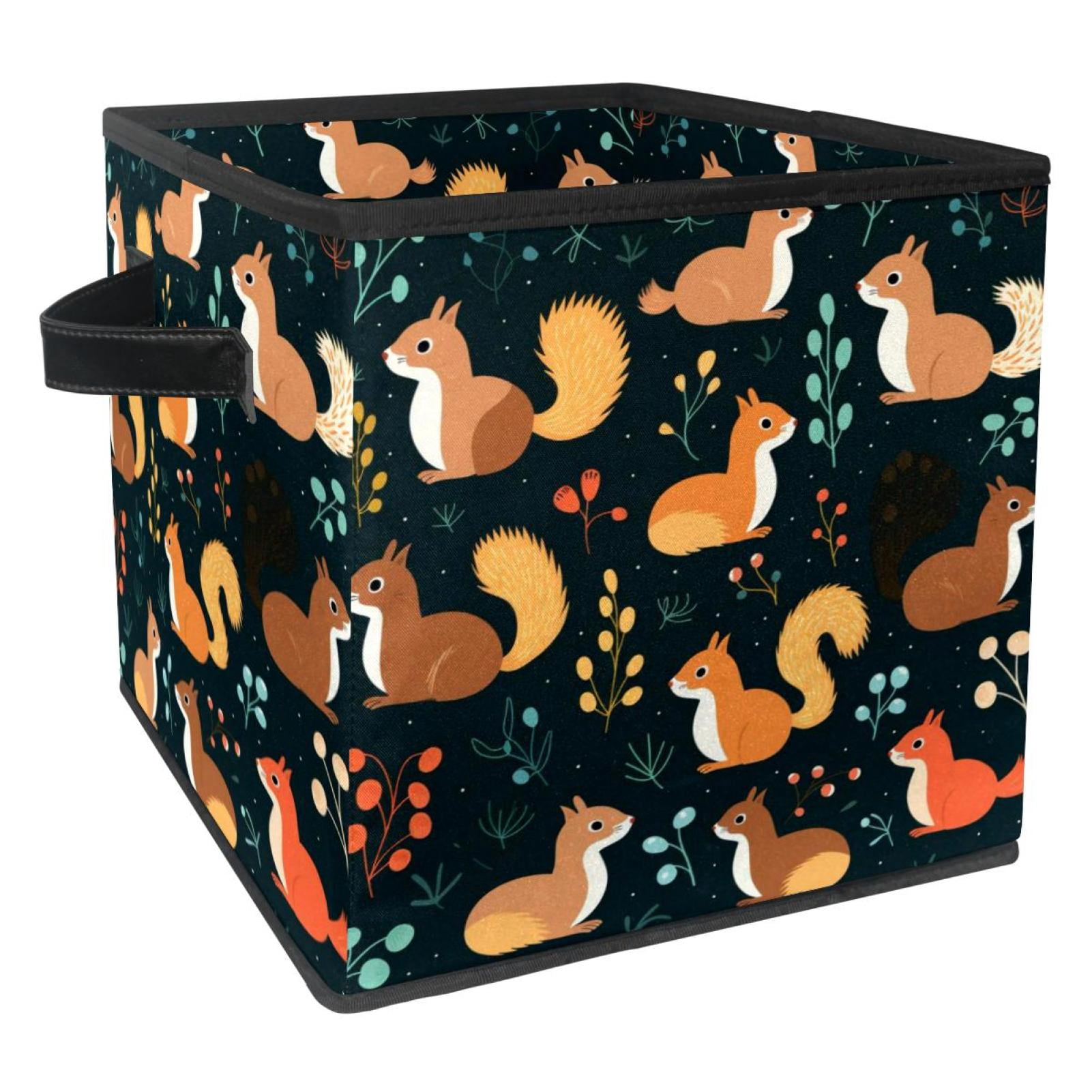 Squirrel Foldable Storage Basket Organizer Bins with Handle, 10.8"x10.5 ...