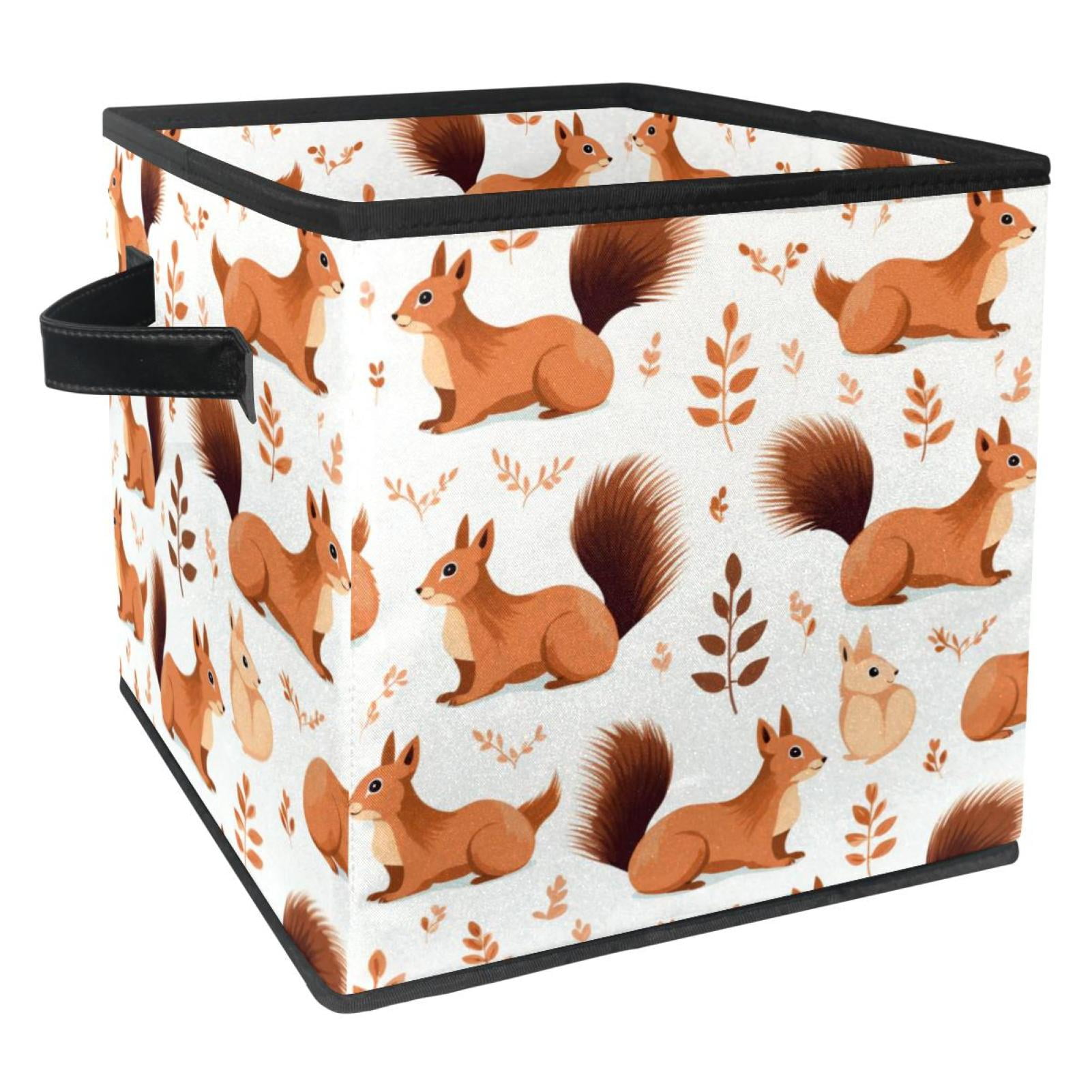 Squirrel Foldable Storage Box with Handle, 10.8"x10.5"x10.6", Large ...