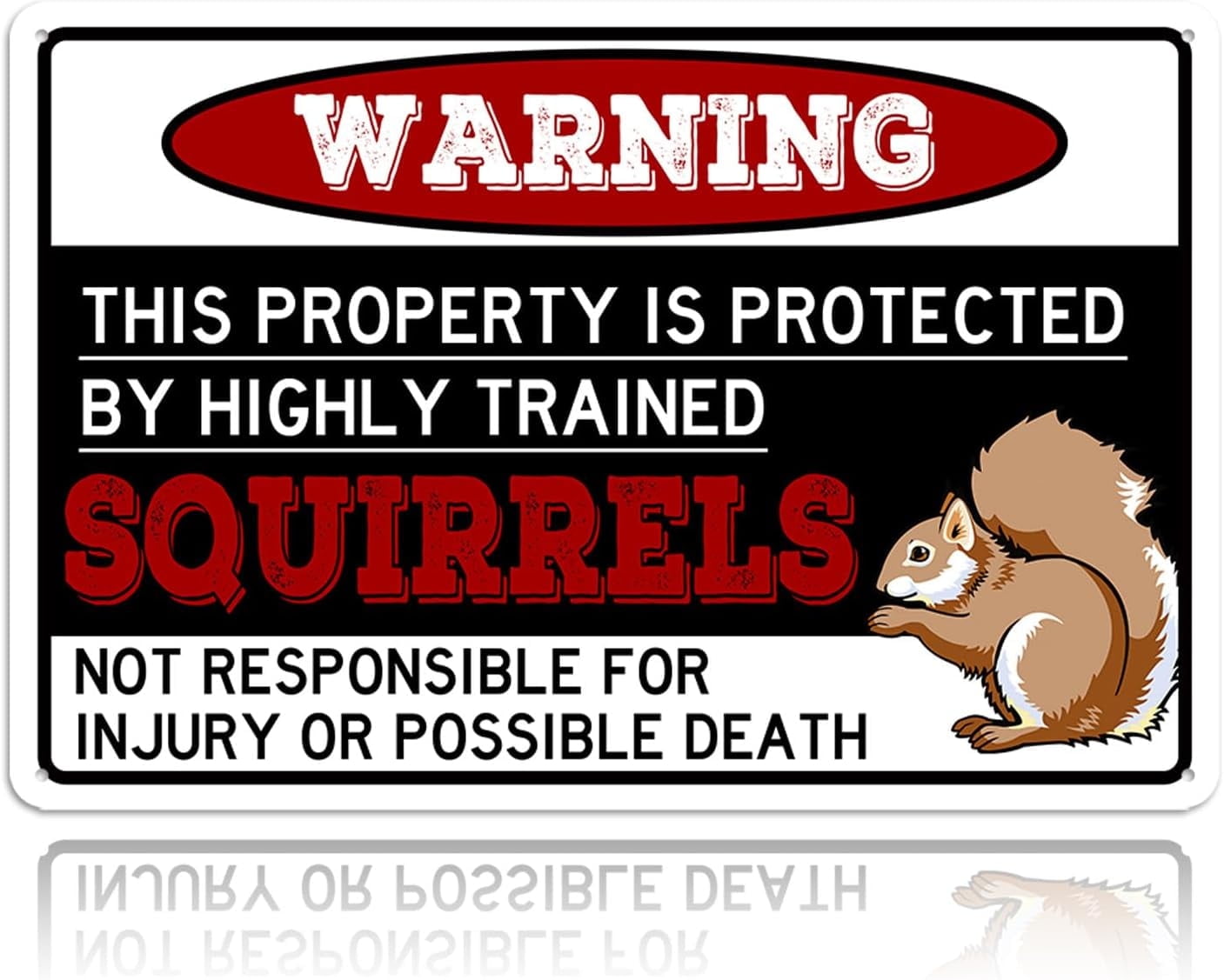 Squirrel Funny Metal Tin Signs for Yard Garden Decor - Warning Property ...