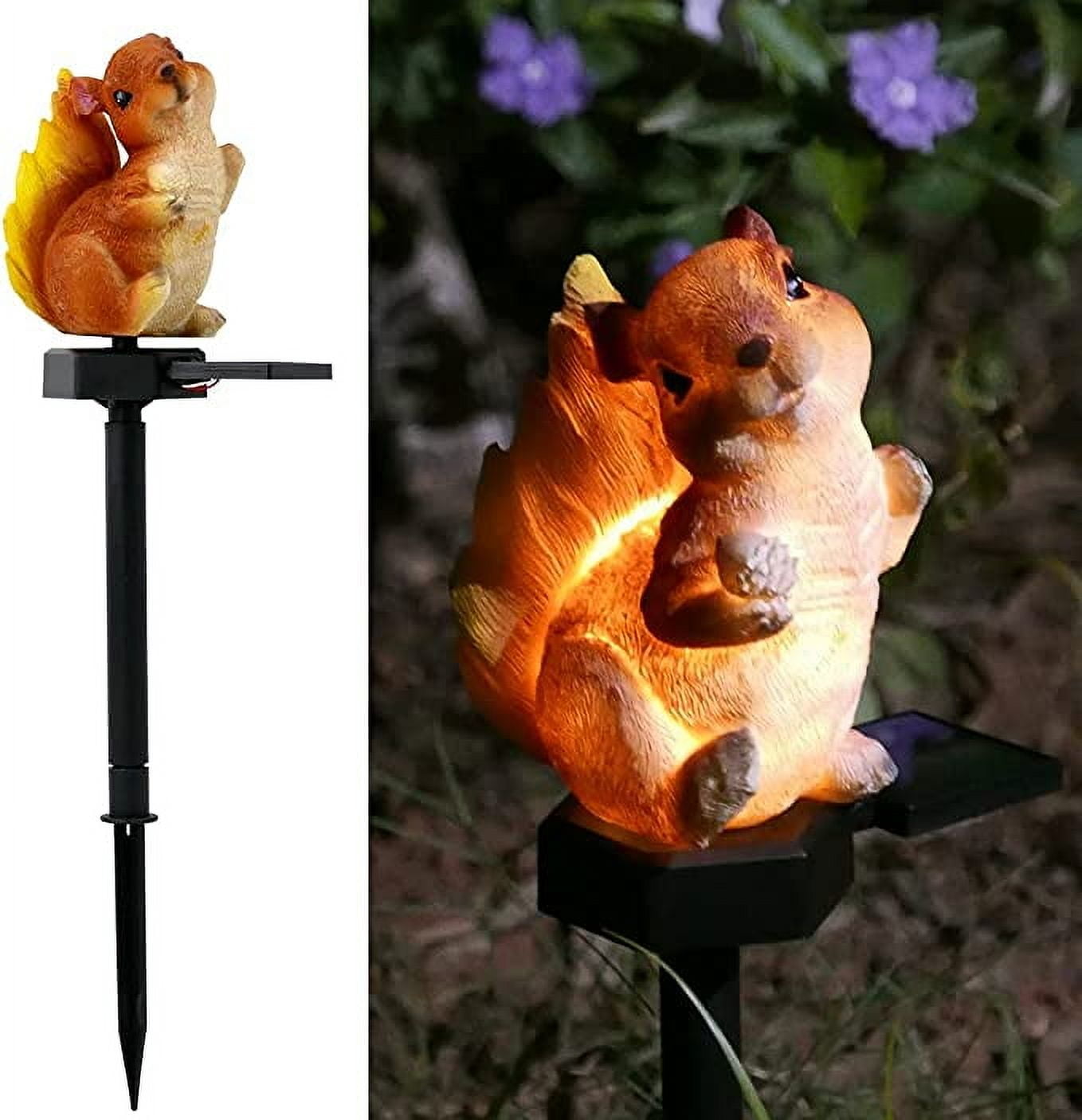 Squirrel Garden Decor Solar Lights Outdoor Stakes Decorative Patio Yard ...