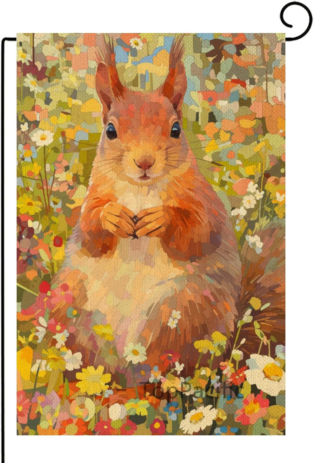 Squirrel Garden Flag Colorful Drawing with Flowers Garden Flag Vertical ...
