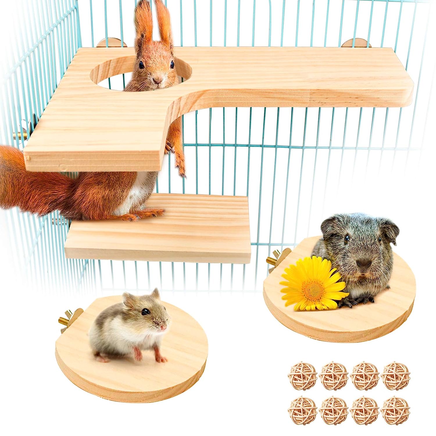 Squirrel Gerbil Chinchilla Wooden Platform - Natural Wooden Parrot ...