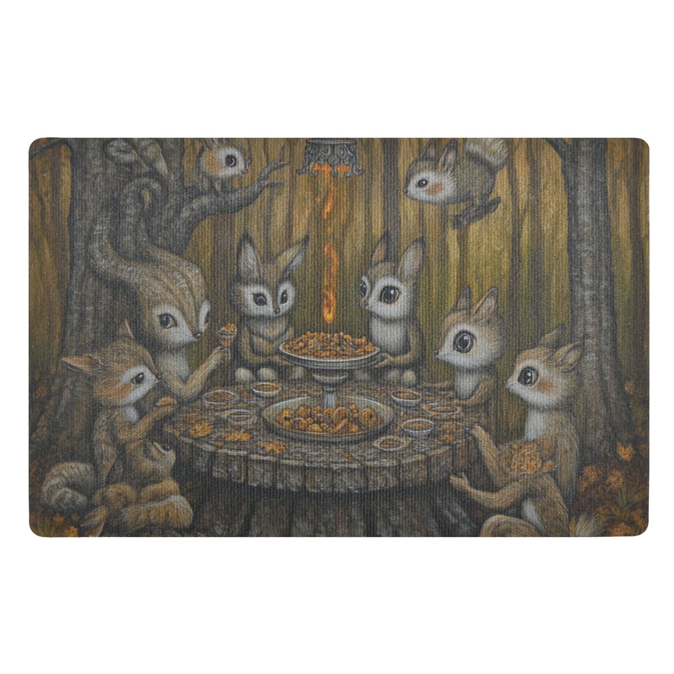 Squirrel Holiday Dinner Floor Door Mat Outdoor Indoor for Home Entrance ...