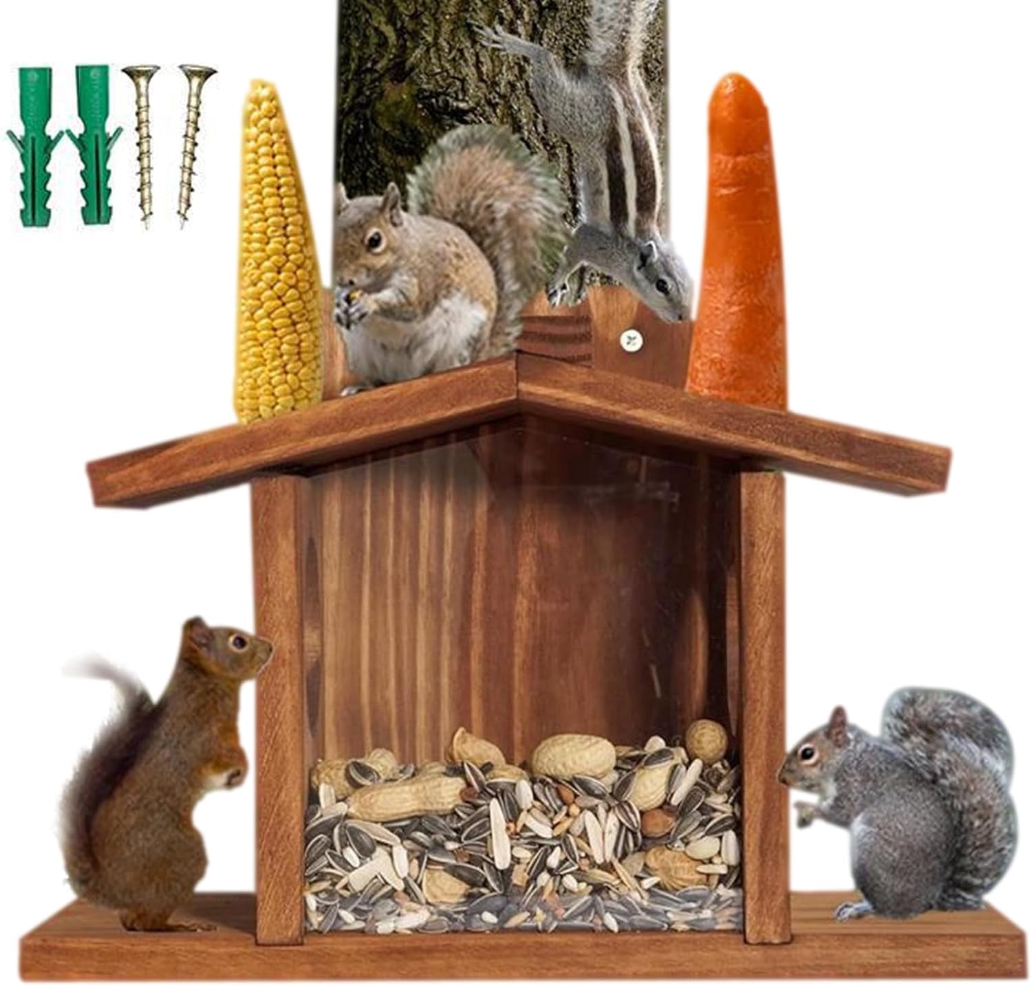 Squirrel House with Removable Roof Box for Squirrels and Chipmunks ...