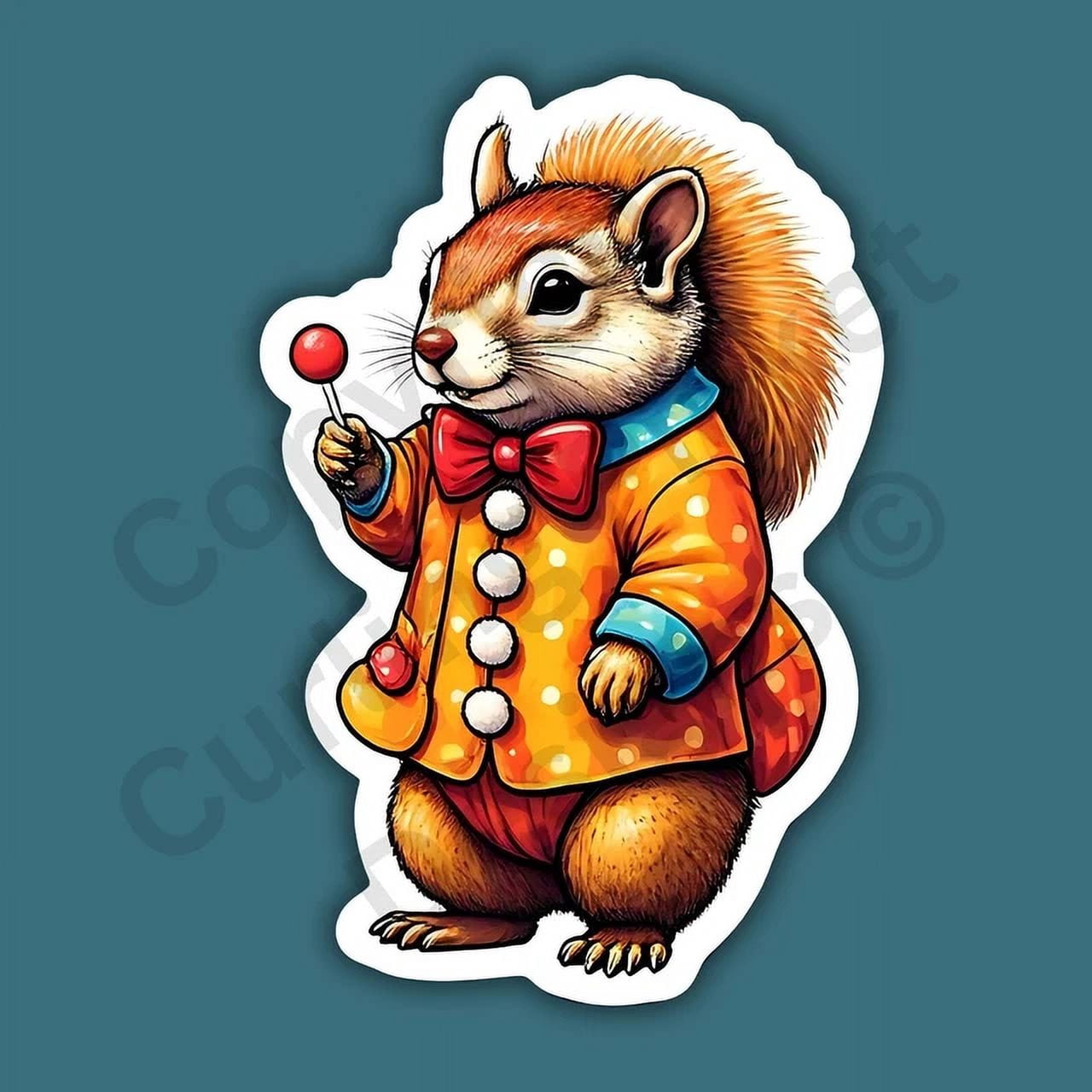 Squirrel In A Clown Suit Circus Lollipop Sticker Phone Decal Water ...