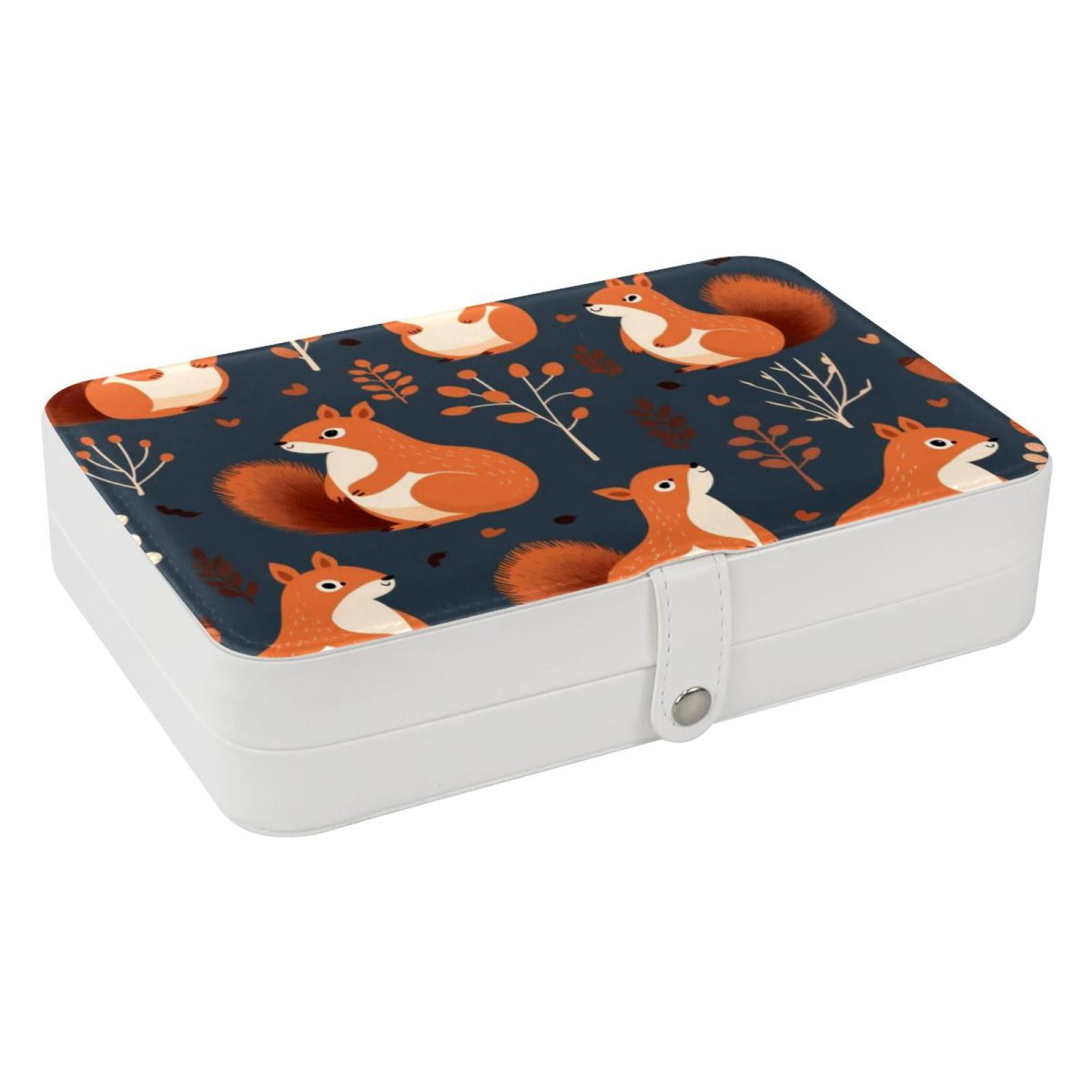 Squirrel Jewelry Organizer Box: PU Leather, with Removable Compartment ...
