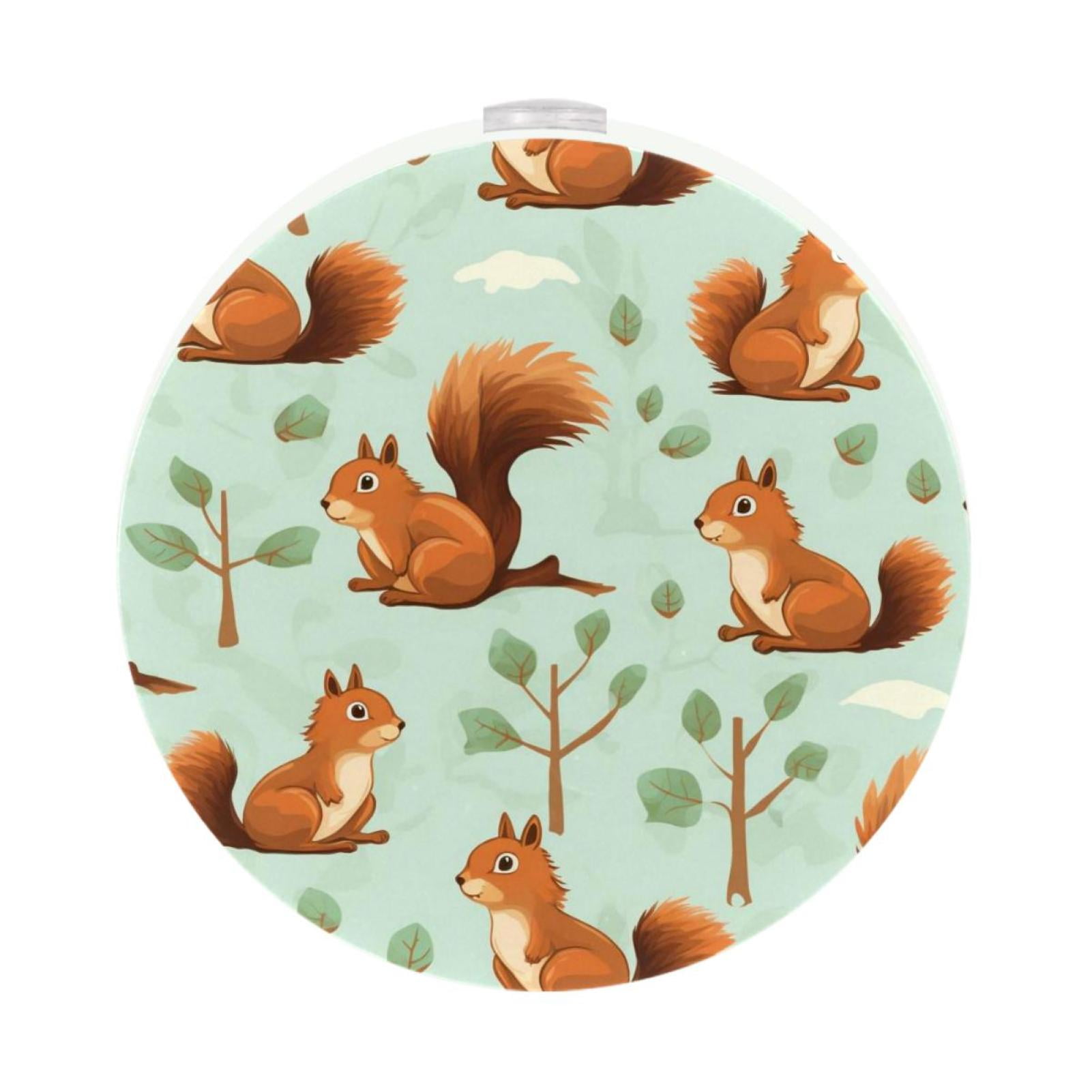 Squirrel LED Round Night Light-2PCS, Dimmable Plug-in Circle Wall Lamp ...