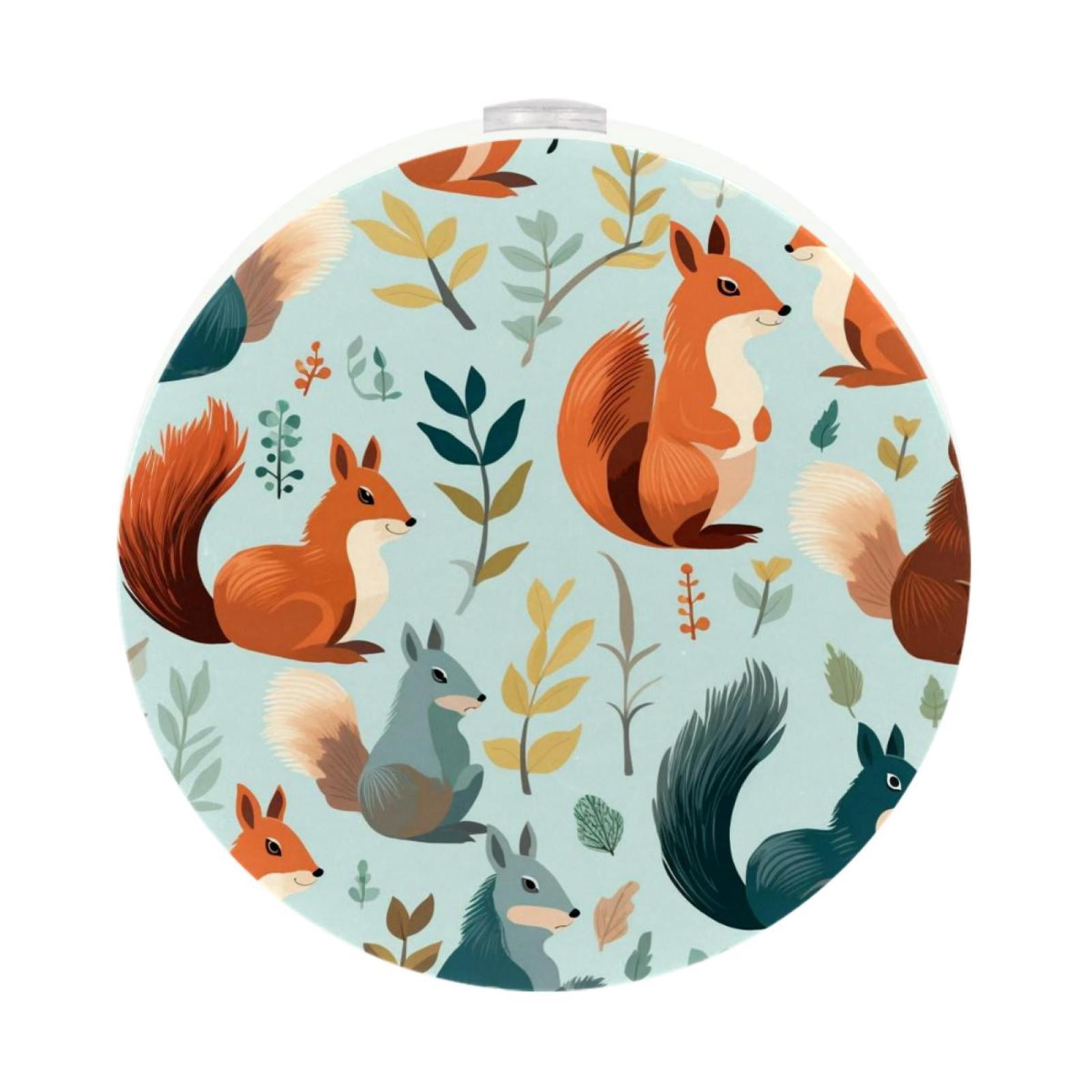 Squirrel LED Round Night Light-2PCS, Energy-Efficient Plug-in Ambient ...