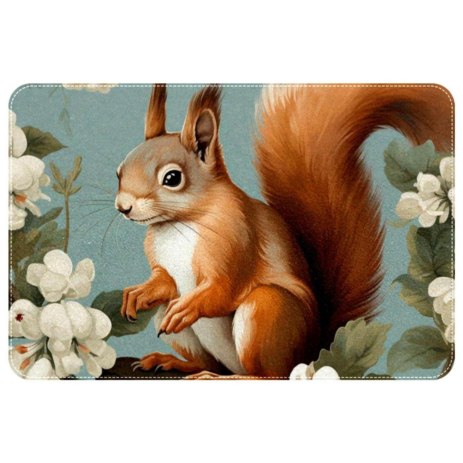 Squirrel Machine Washable, Non-Slip Polyester Floor Rug | Indoor Floor ...