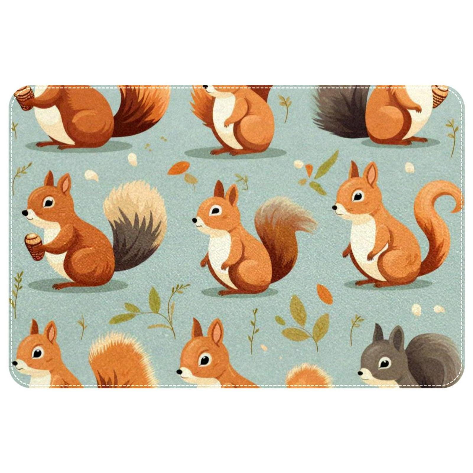 Squirrel Machine Washable, Non-Slip Polyester Floor Rug | Indoor Floor ...