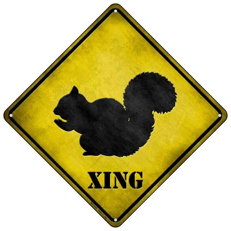 Squirrel Metal Crossing Sign caution xing road yard feeder Size: 8 inch ...