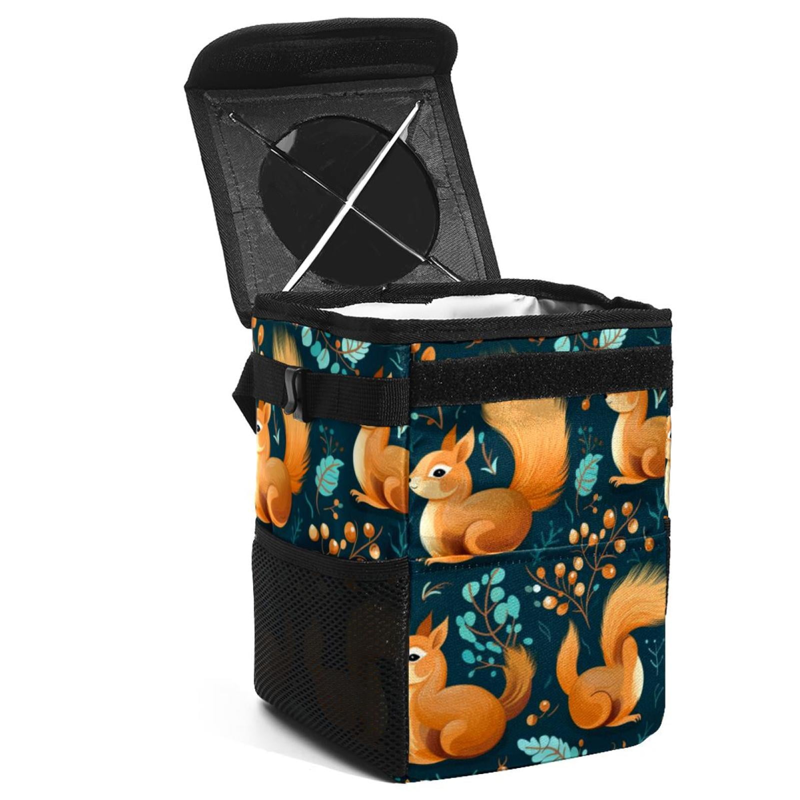 Squirrel Mini Trash Can for Car - Foldable, with Lid, Leak-Proof ...