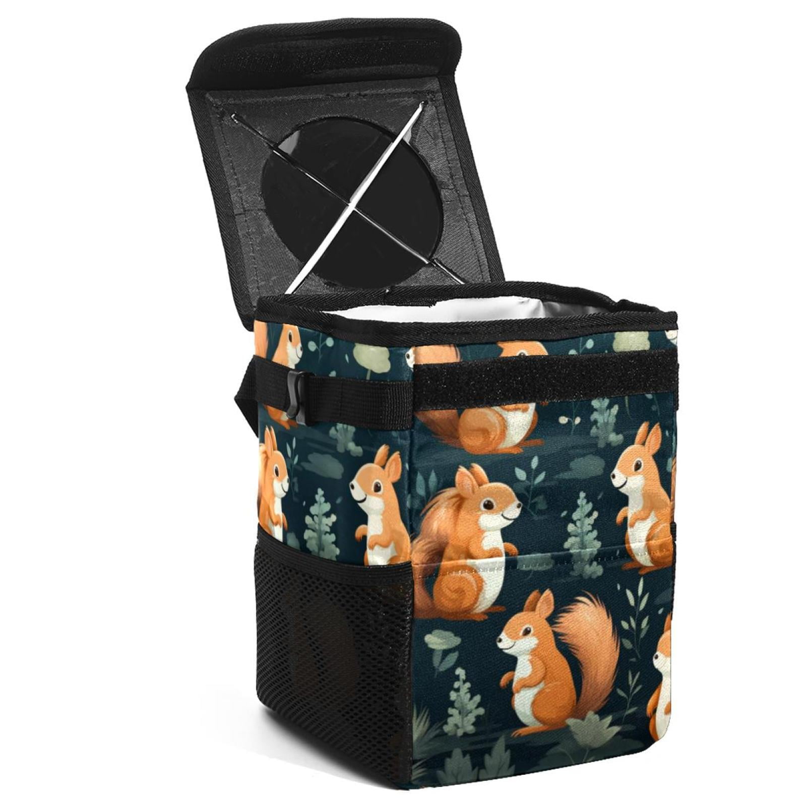 Squirrel Mini Trash Can for Car: Foldable, with Lid, Leak-proof ...