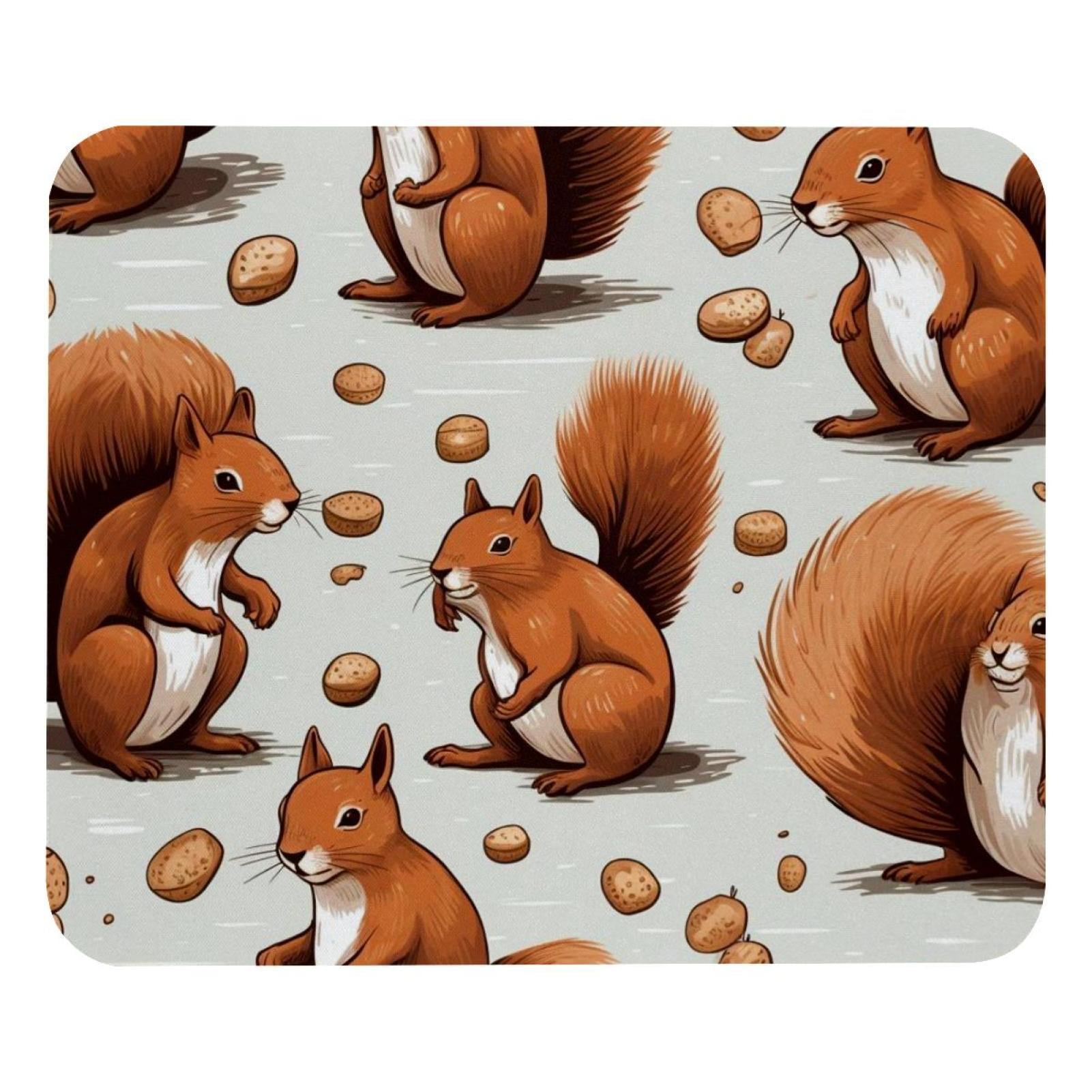 Squirrel Mouse Pad, Rubber Base Computer Mouse Pads for Wireless Mouse ...