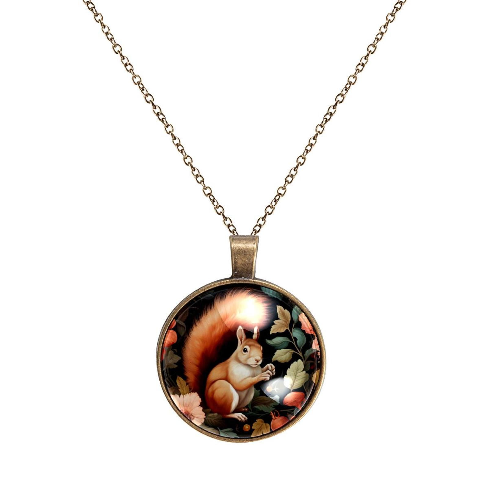 Squirrel Necklace Personalized Custom Photo Round Pendant Adjustable ...