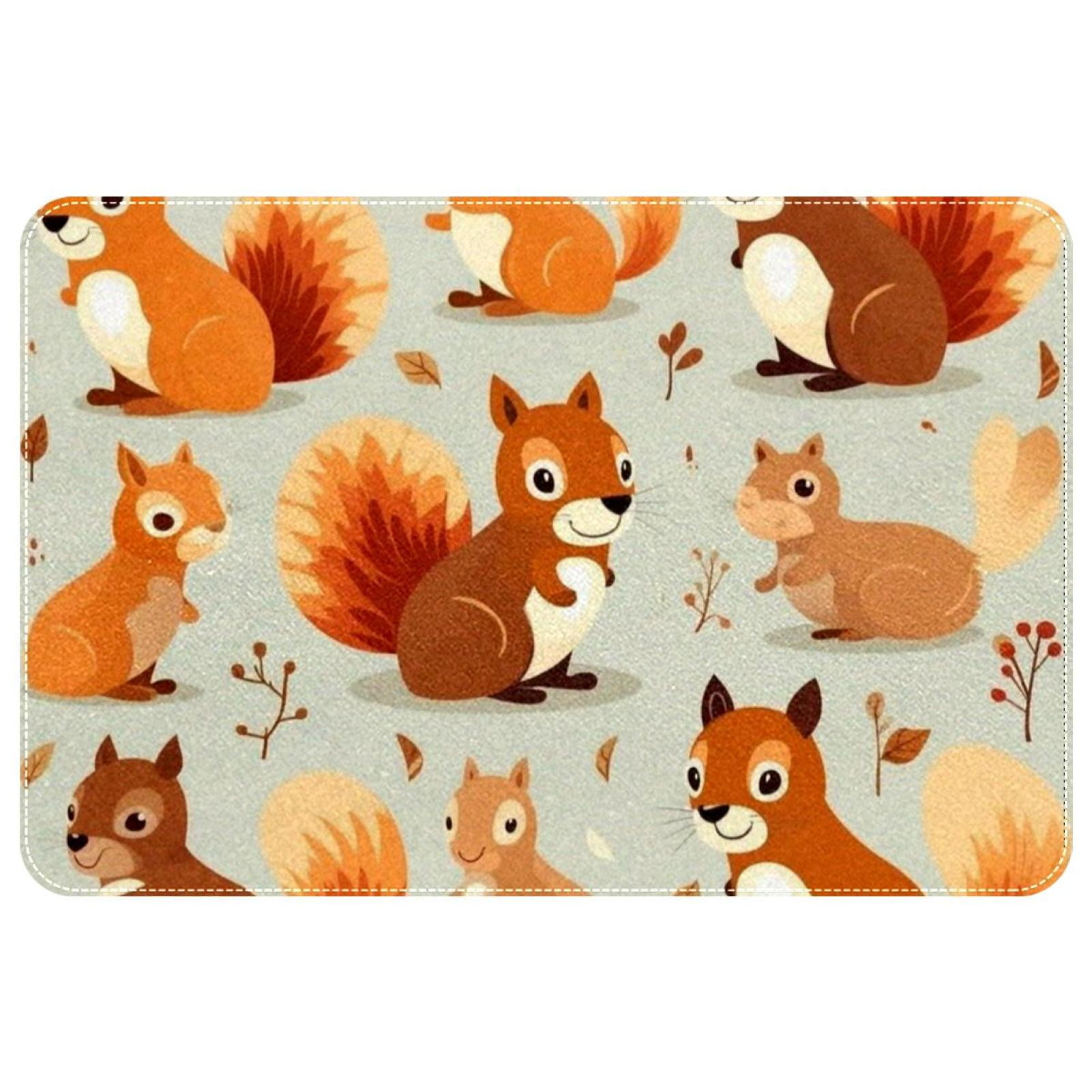 Squirrel Non-Slip Machine Washable Polyester Floor Carpet Office Rug ...