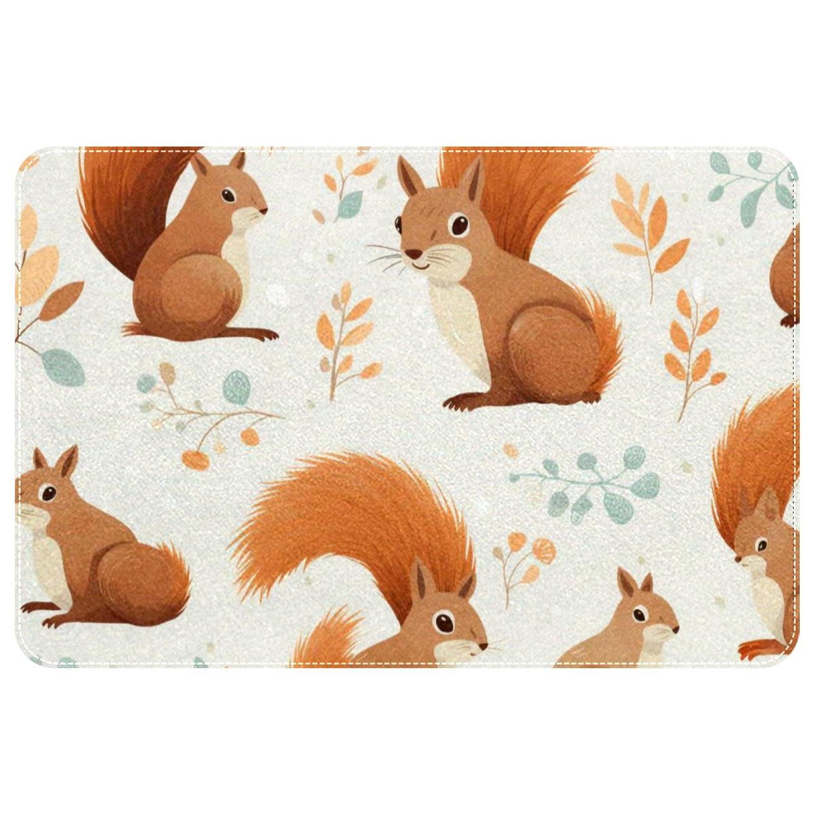Squirrel Non-Slip Machine Washable Polyester Floor Carpet Office Rug ...