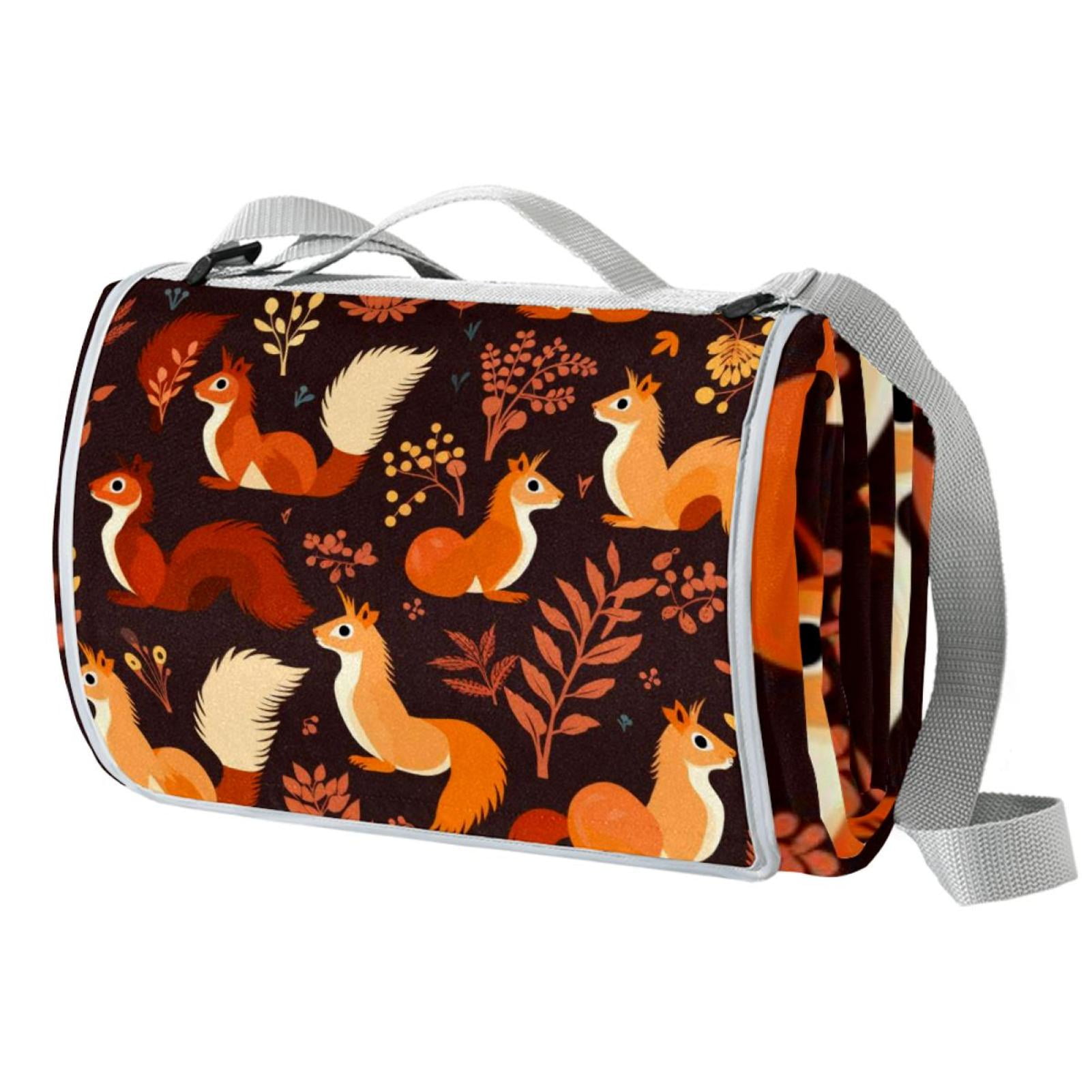 Squirrel Portable Canvas Picnic Blanket Waterproof Backing for Outdoor ...