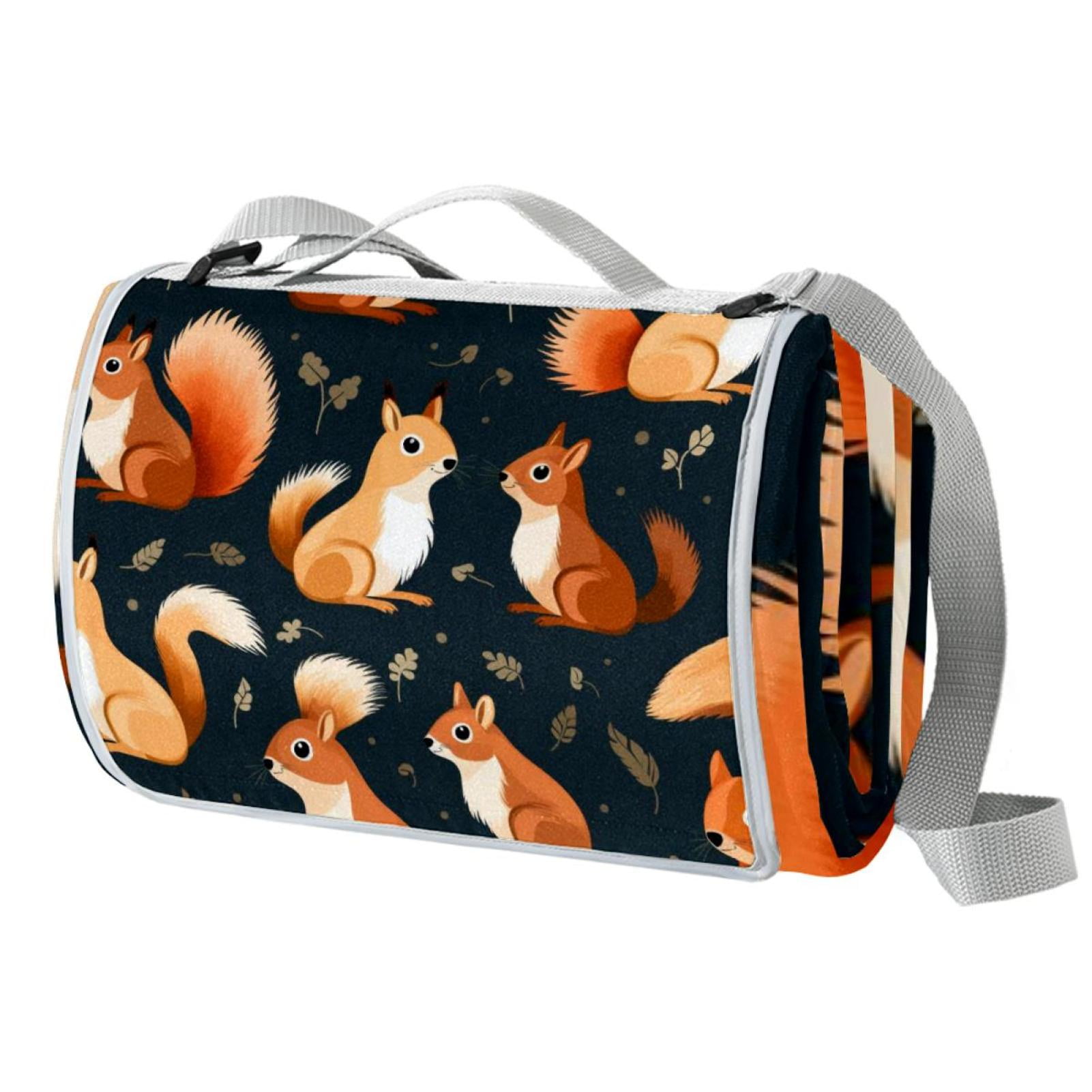 Squirrel Portable Canvas Picnic Blanket Waterproof Backing for Outdoor ...