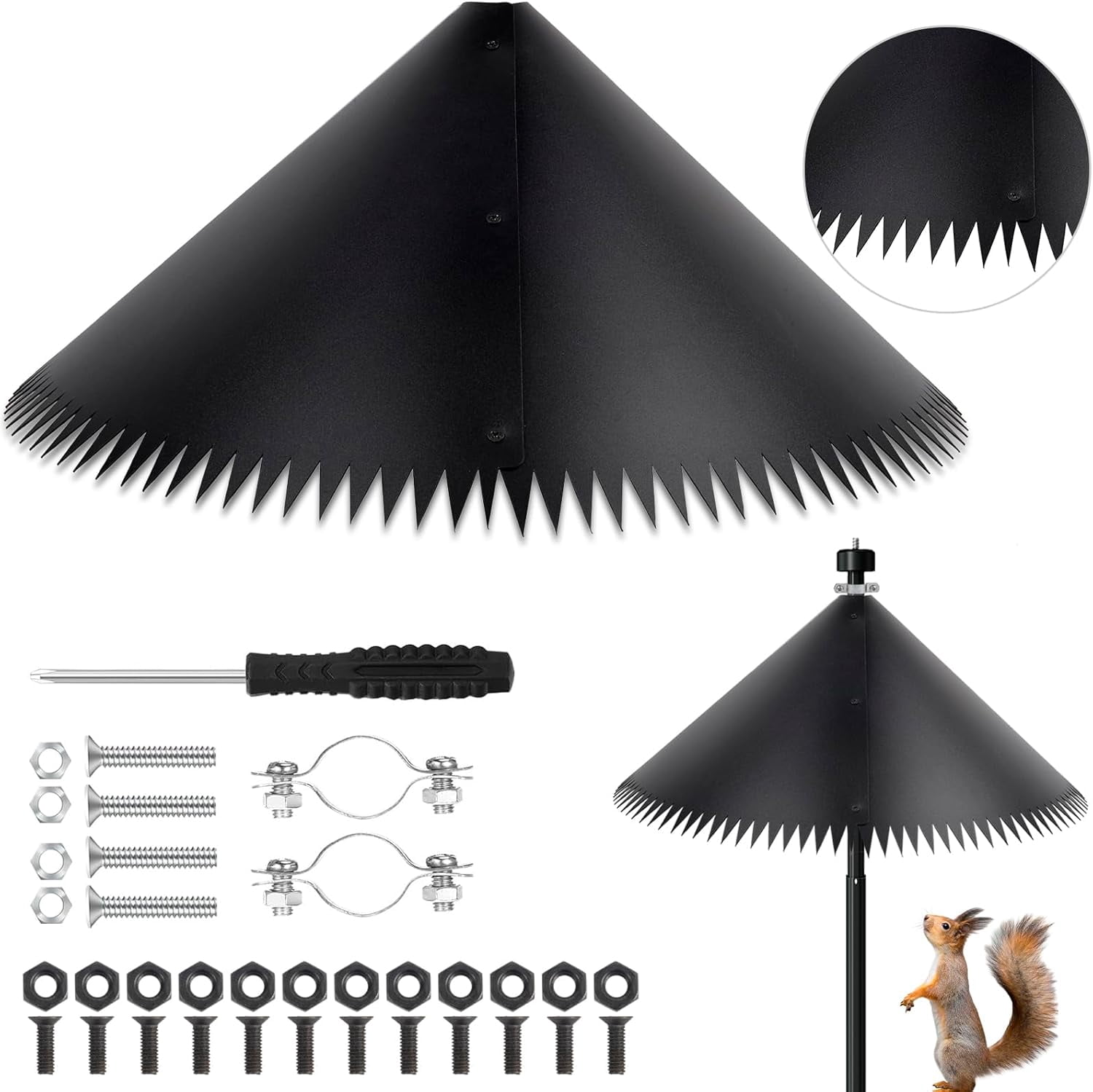 Squirrel Proof Baffle for Bird Feeders - 2Pcs, 19 Inch Large Guard with ...