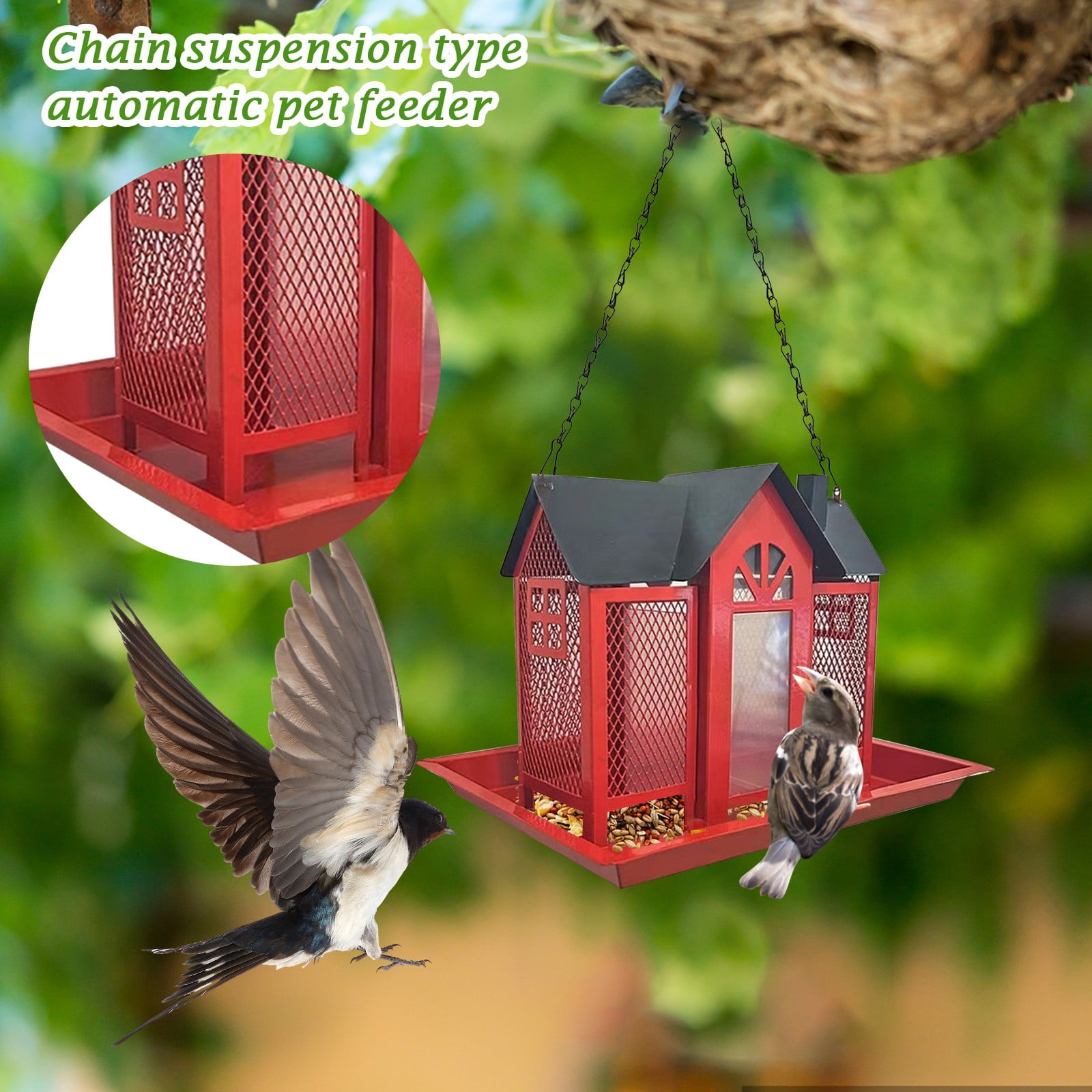 Squirrel Proof Bird Feeder for Outdoors, Metal Hanging Feeder with ...