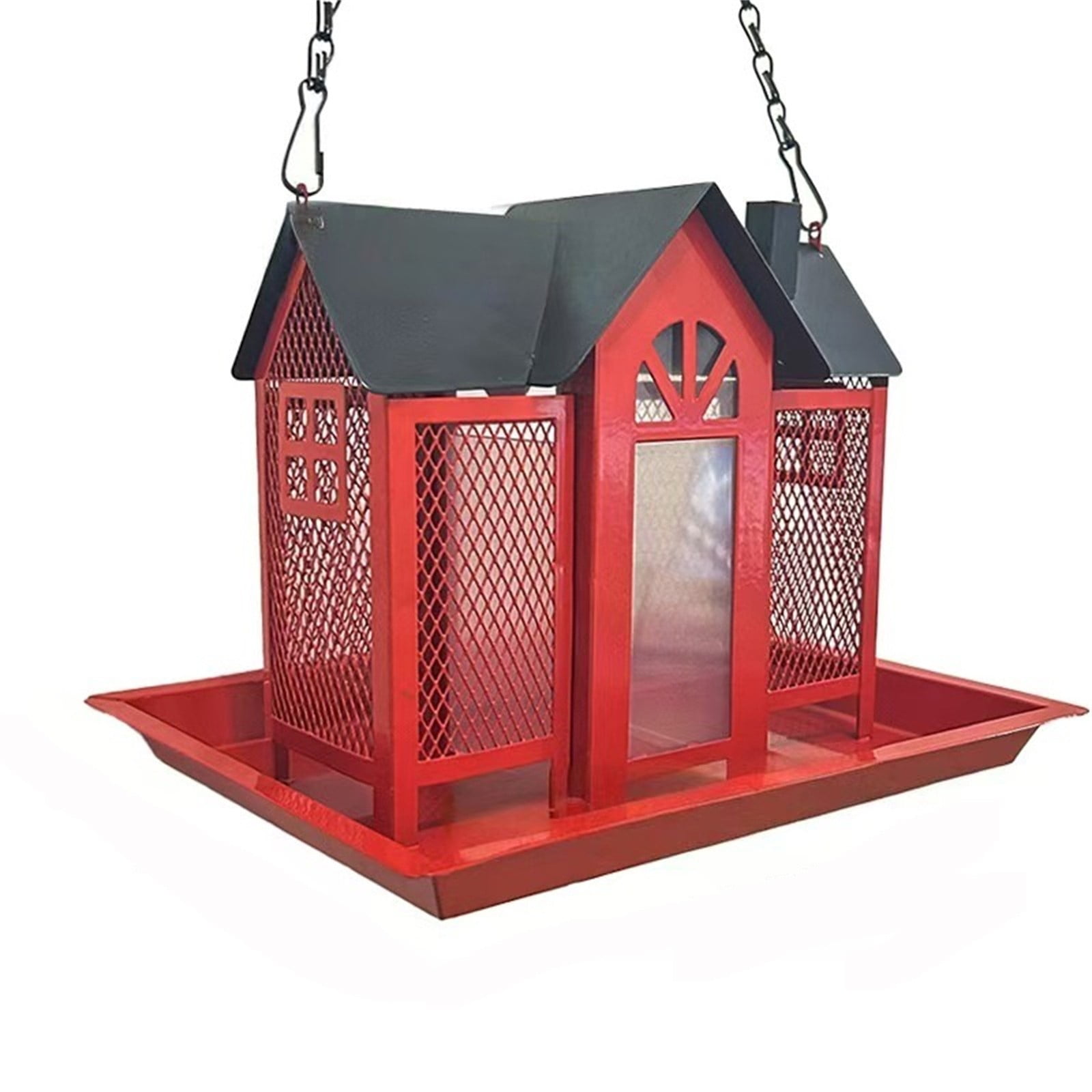 Squirrel Proof Bird Feeder For Outdoors Metal Hanging Feeder With Bilateral Weight Activated