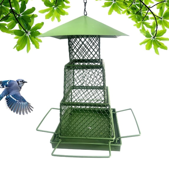 Squirrel-Proof Hanging Bird Feeder with Extendable Metal Tray, Elegant ...