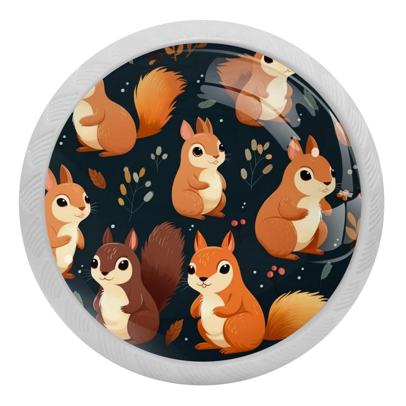 Squirrel Round Glow-in-the-Dark Fluorescent Cabinet and Dresser Knobs ...