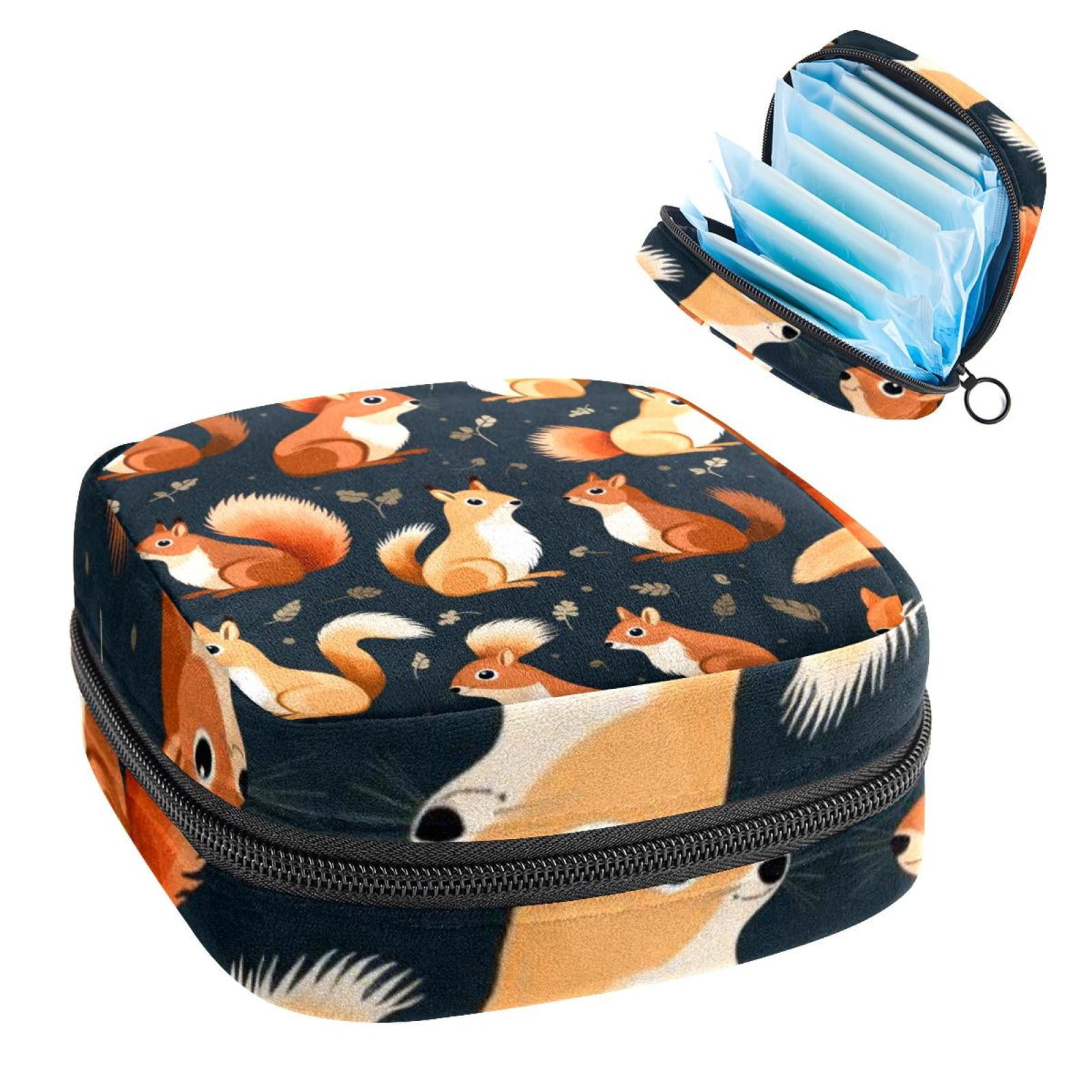 Squirrel Sanitary Napkin Bag Pouch with Zipper, Period Purse Large ...