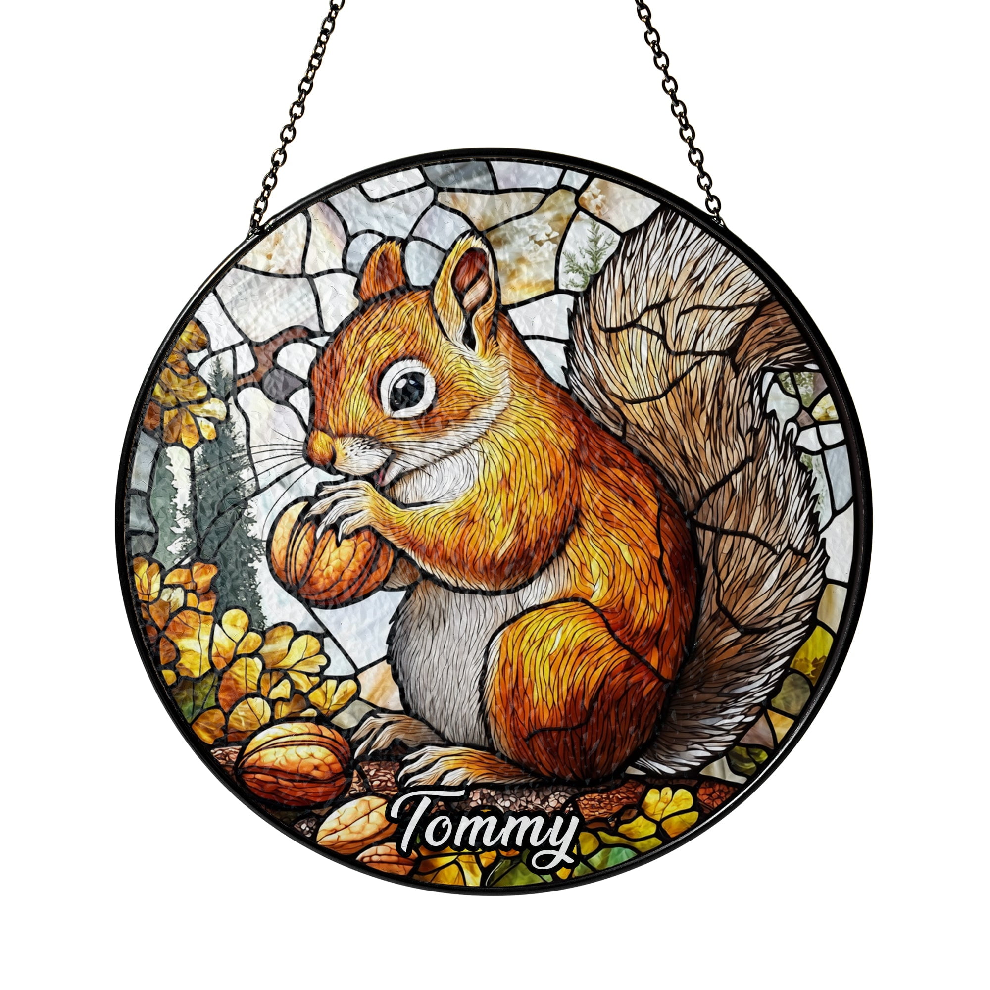 Squirrel Stained Glass Suncatcher - Cute Woodland Animal Window Hanging ...