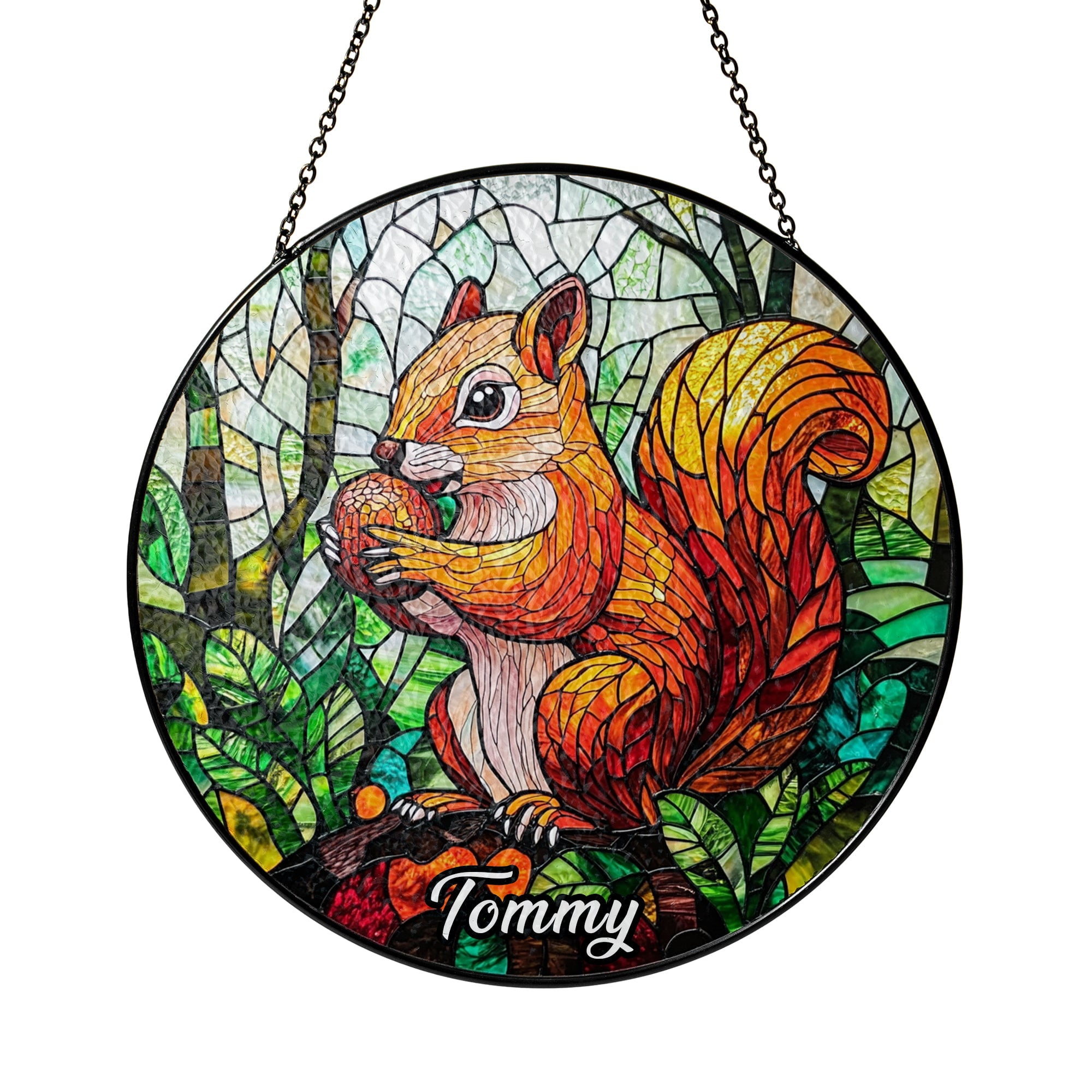 Squirrel Stained Glass Suncatcher - Cute Woodland Animal Window Hanging ...
