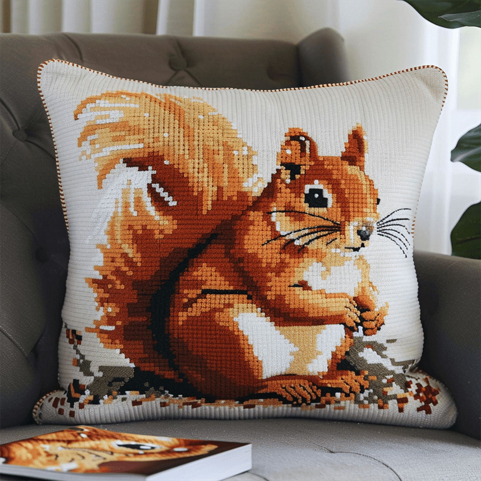 Squirrel Stamped Cross Stitch Pillow Case Kits for Adults 11 Count ...