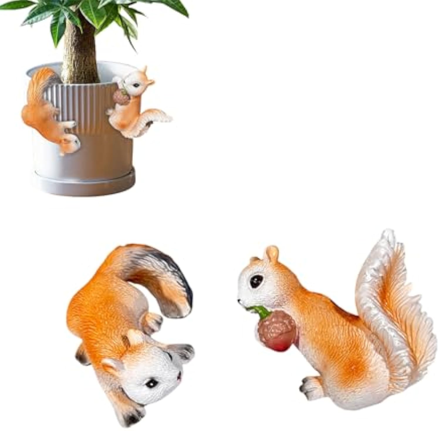 Squirrel Statue, 2pcs Squirrel Figurine, Realistic Statue, Resin Flower ...