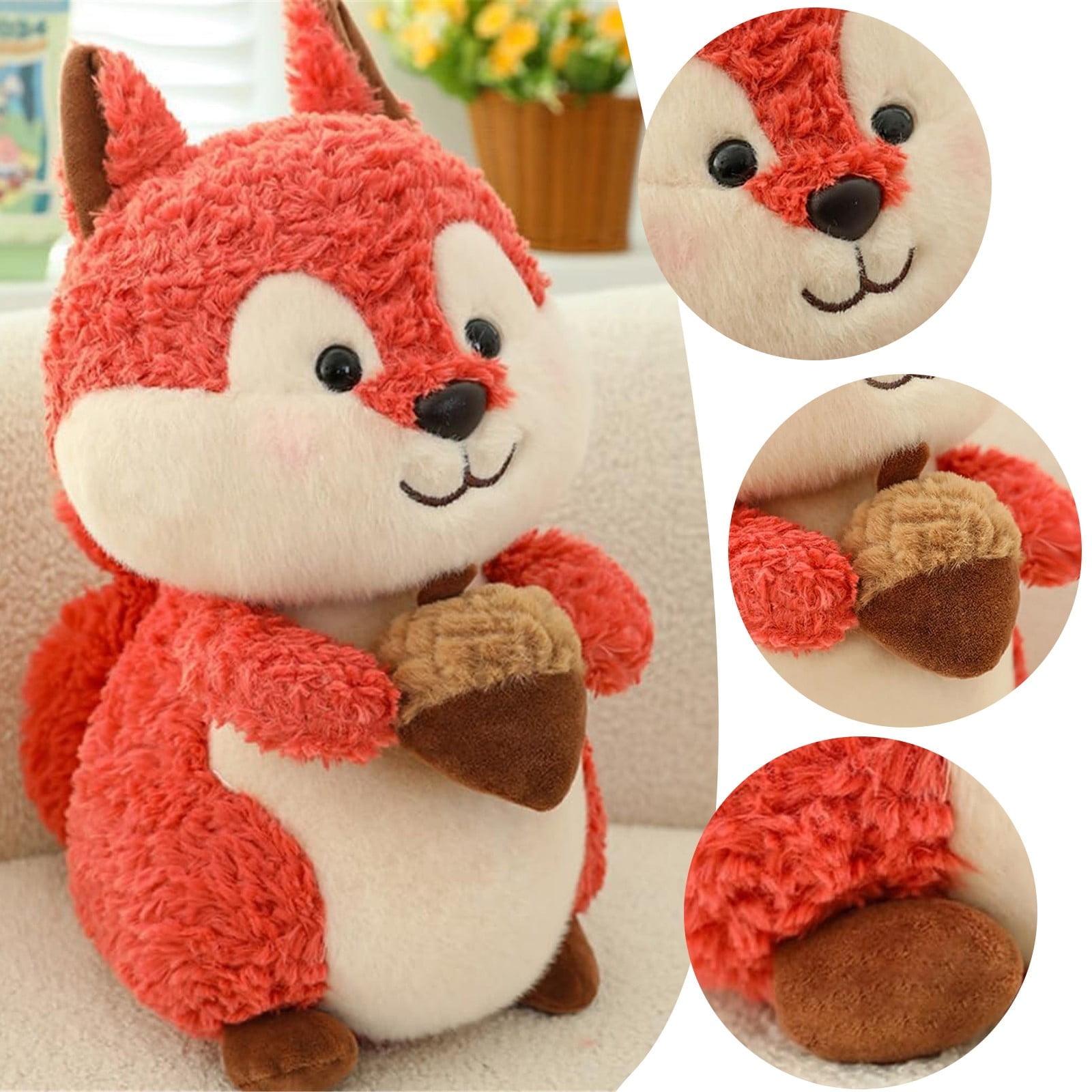 Squirrel Stuffed Animal Plushies, Adorable Cartoon Squirrel Plush Toy ...