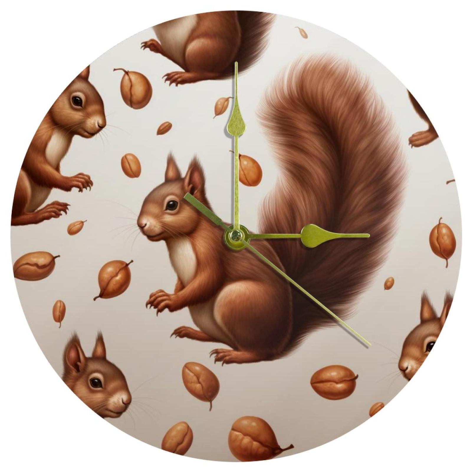 Squirrel Stylish Circular Wall Clock - Durable Acrylic Material - Modern Timepiece for Home or ...
