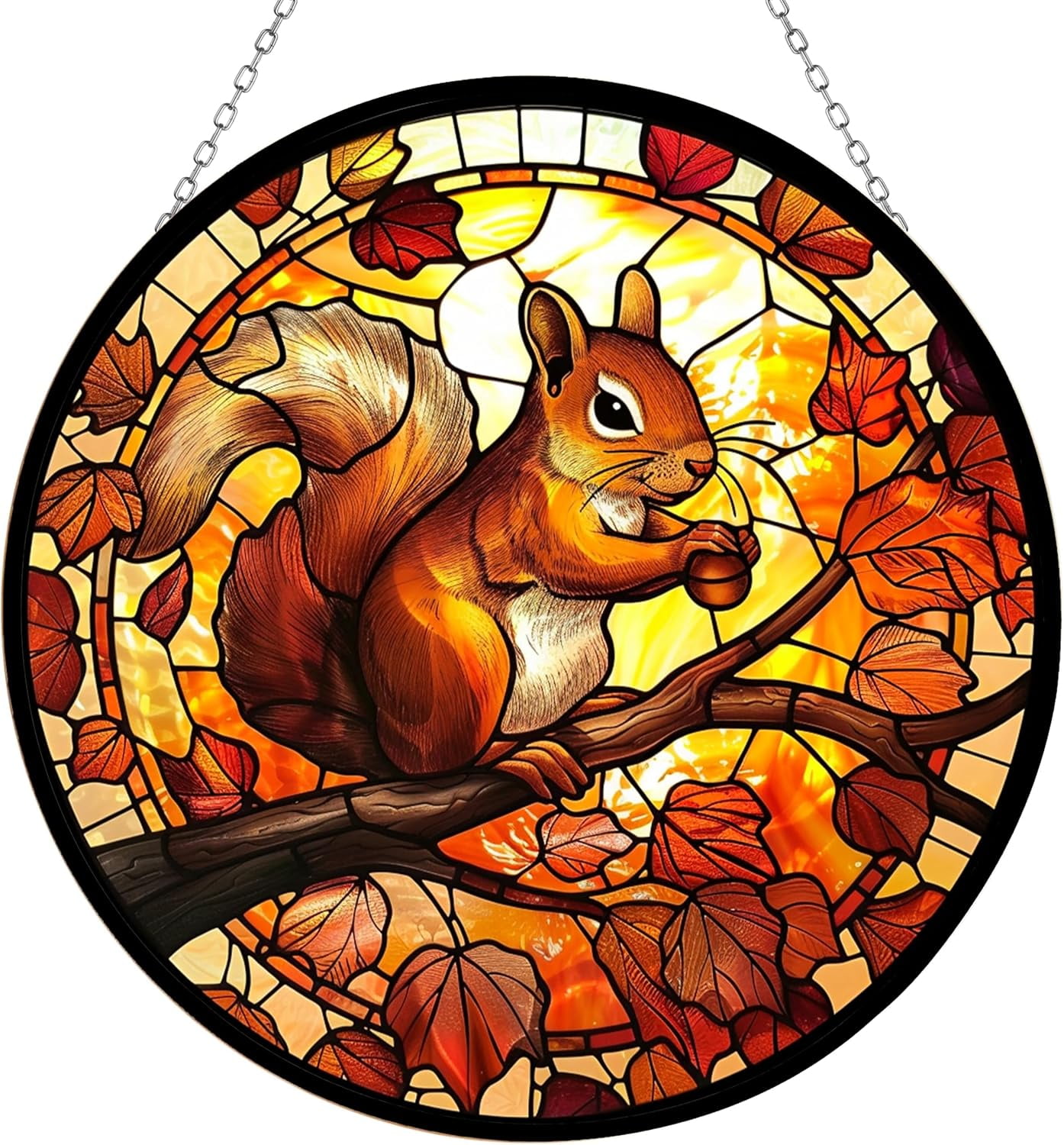 Squirrel Suncatcher Stained Glass Window Hanging Handmade Stained Glass Suncatchers Decoration ...