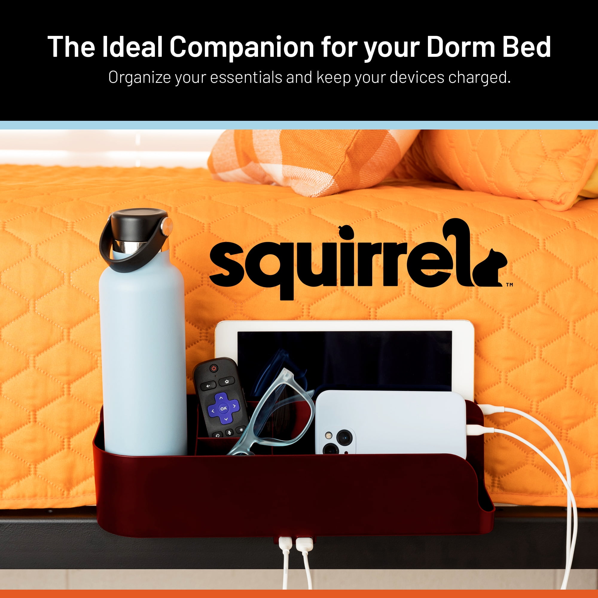 Squirrel- The Bedside Perch | USB Charging Bedside Caddy and Bed Table ...