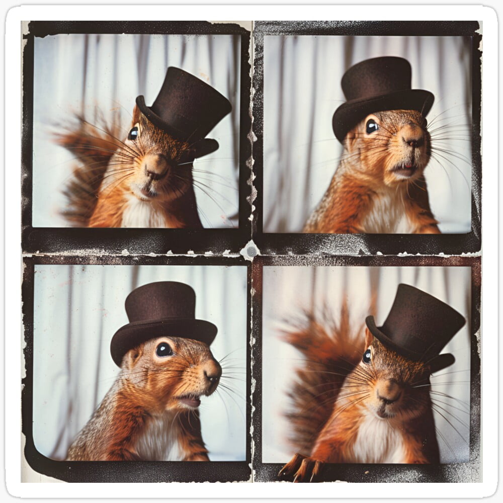 Squirrel In Top Hat Photobooth Animal Portrait Stickerphone Decal Water ...